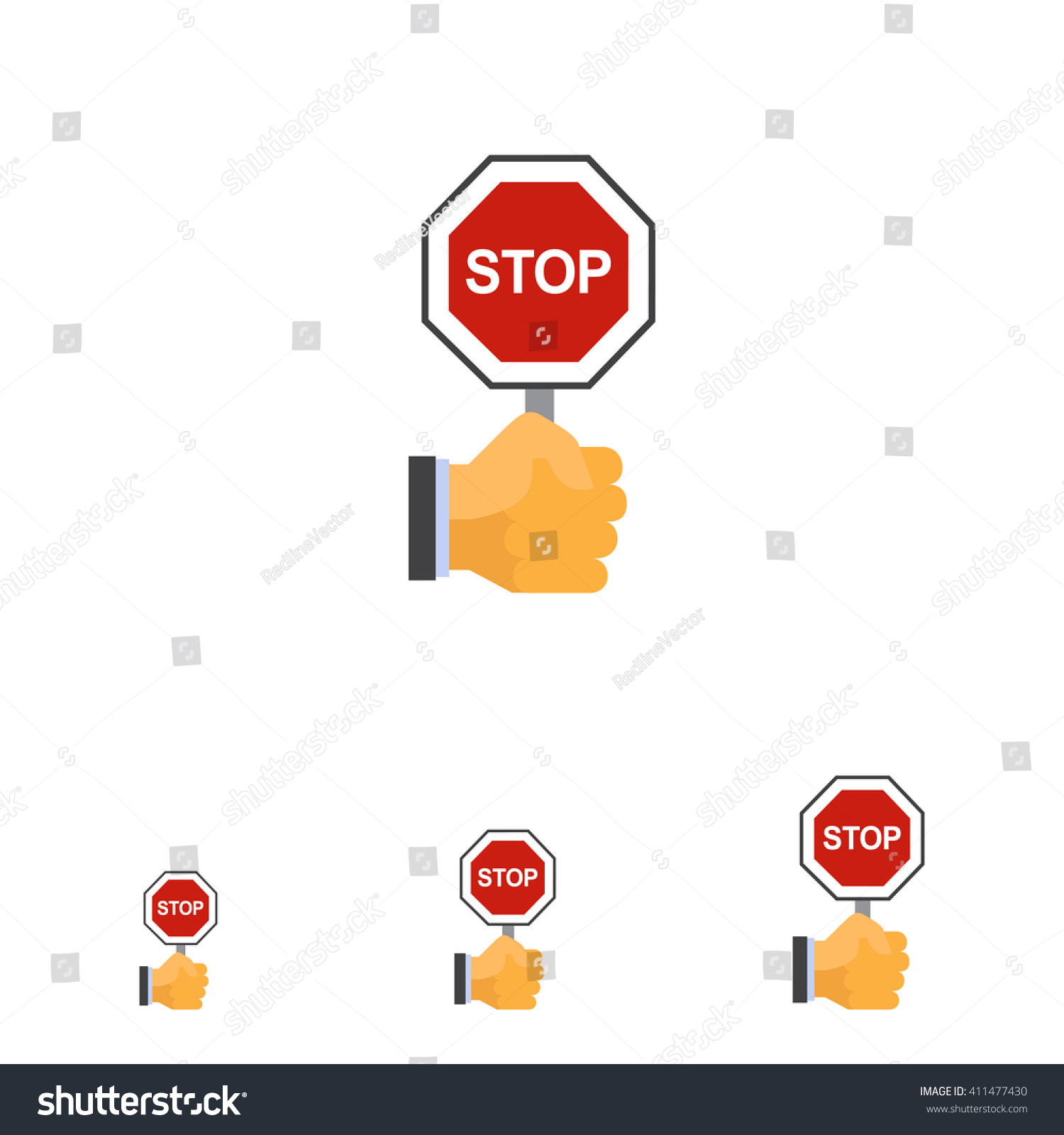 Hand Holding Stop Sign Stock Vector (Royalty Free) 411477430 | Shutterstock