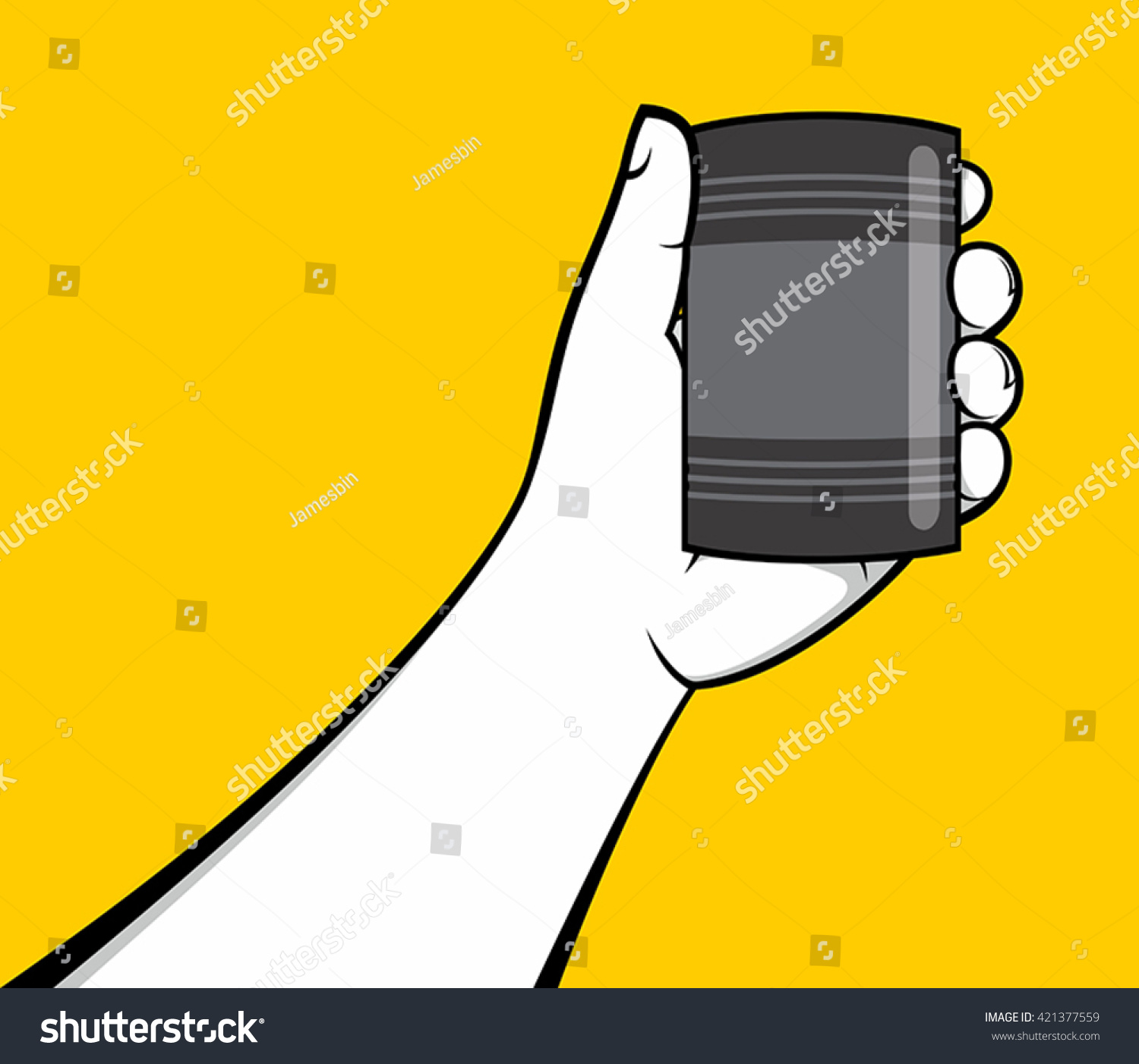 Hand Holding Tin Can Stock Vector (Royalty Free) 421377559 Hand Holding Tin Can Stock Vector (Royalty Free) 421377559