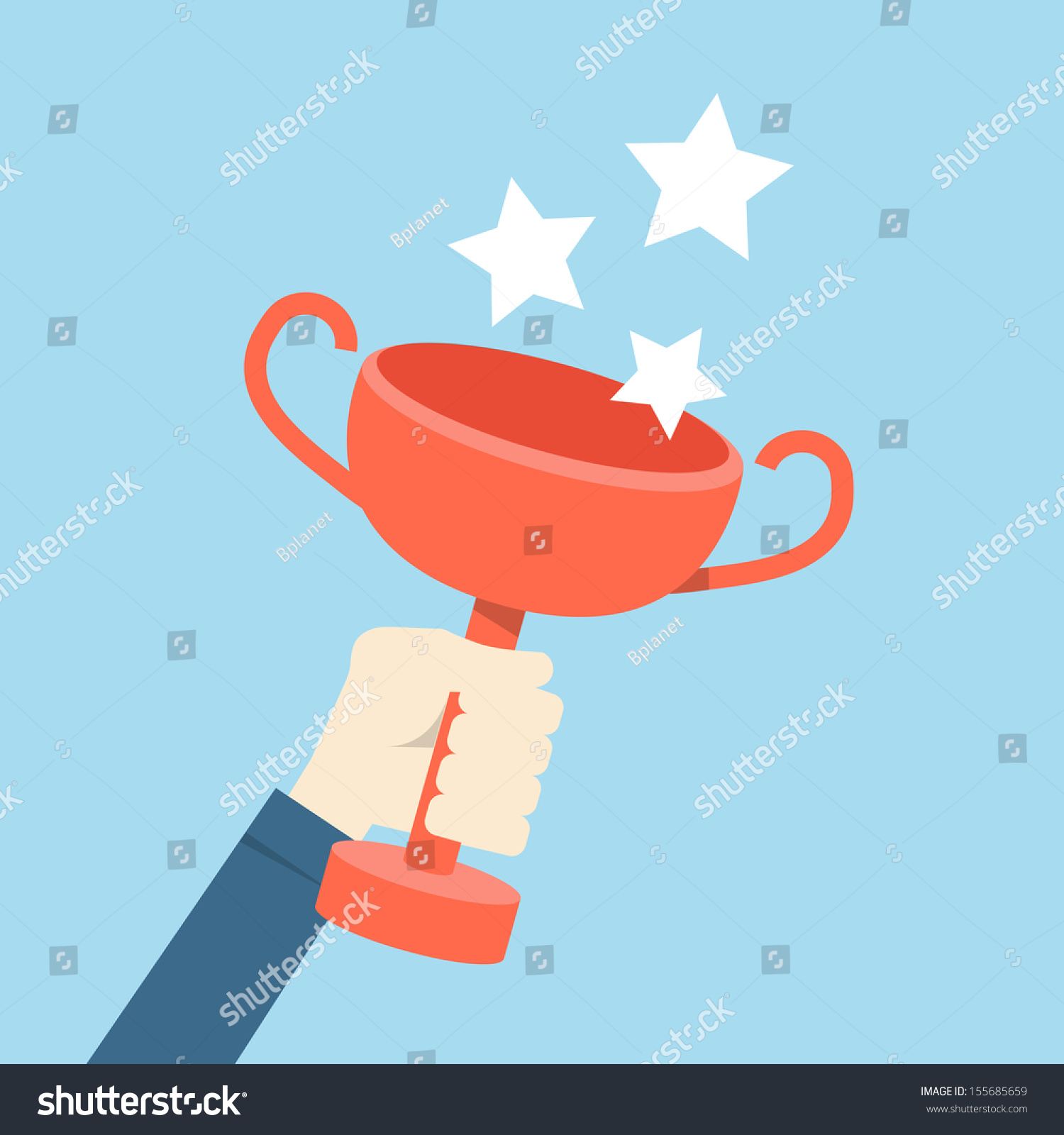 Hand Holding Trophy Vector Stock Vector (Royalty Free) 155685659