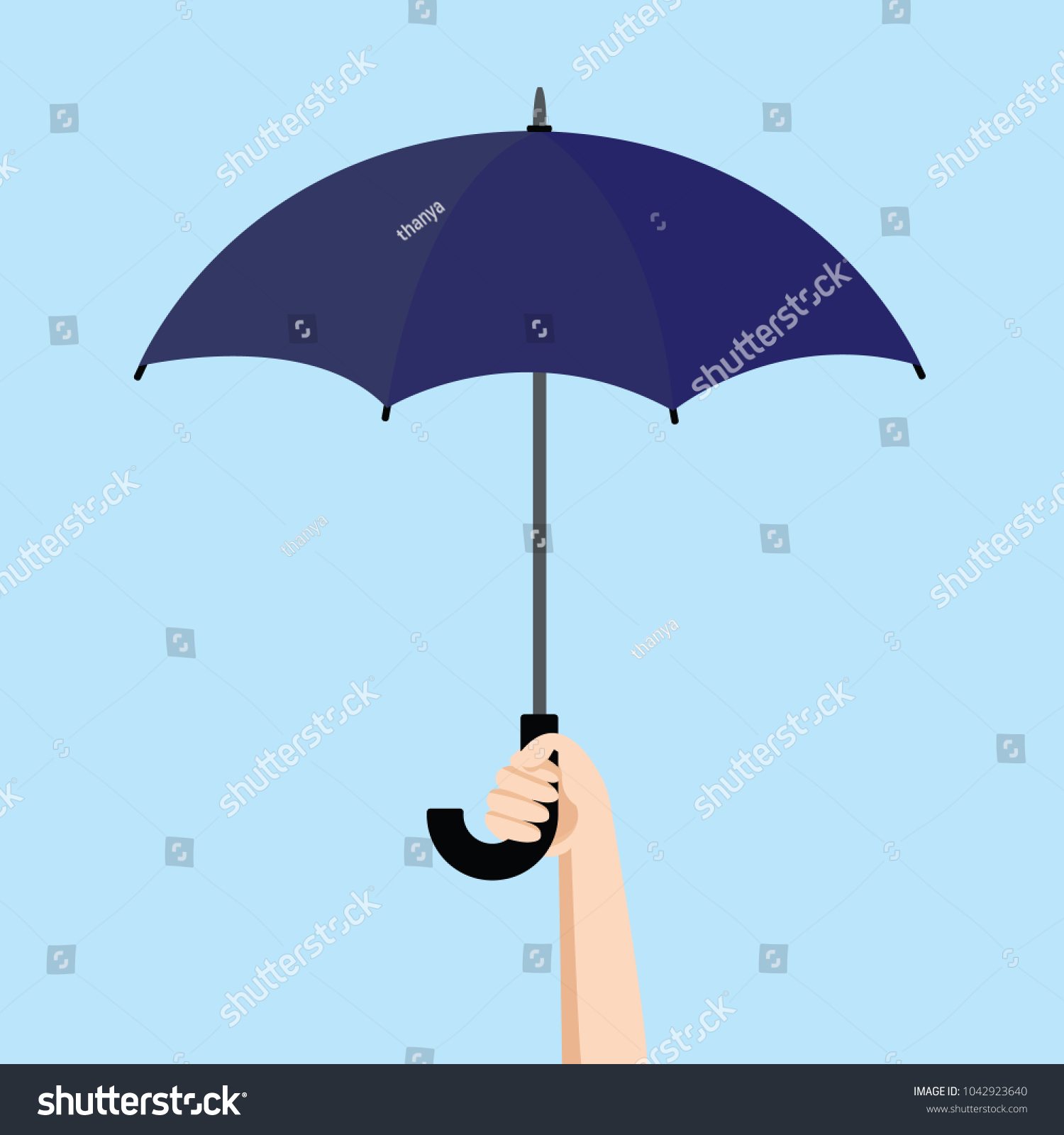 Hand Holding Umbrella Vector Stock Vector (Royalty Free) 1042923640