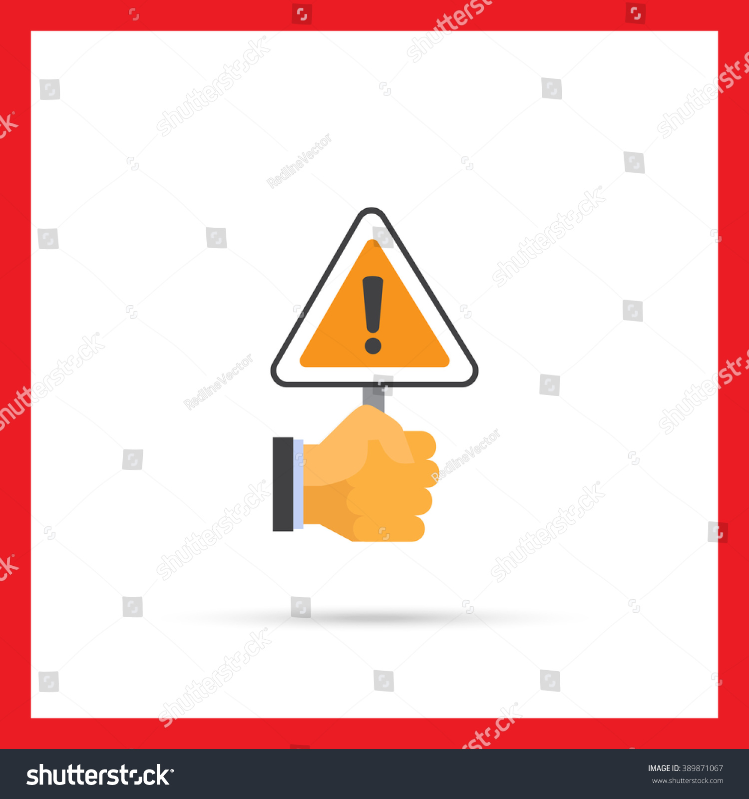 Hand Holding Warning Sign Stock Vector (Royalty Free) 389871067