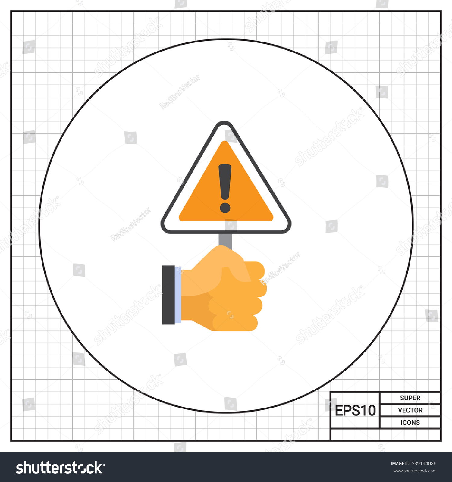 Hand Holding Warning Sign Stock Vector (Royalty Free) 539144086