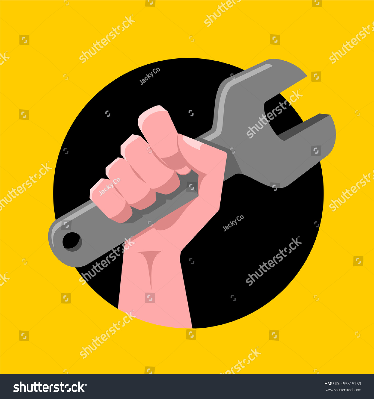 Hand Holding Wrench Vector Stock Vector (Royalty Free) 455815759 ...