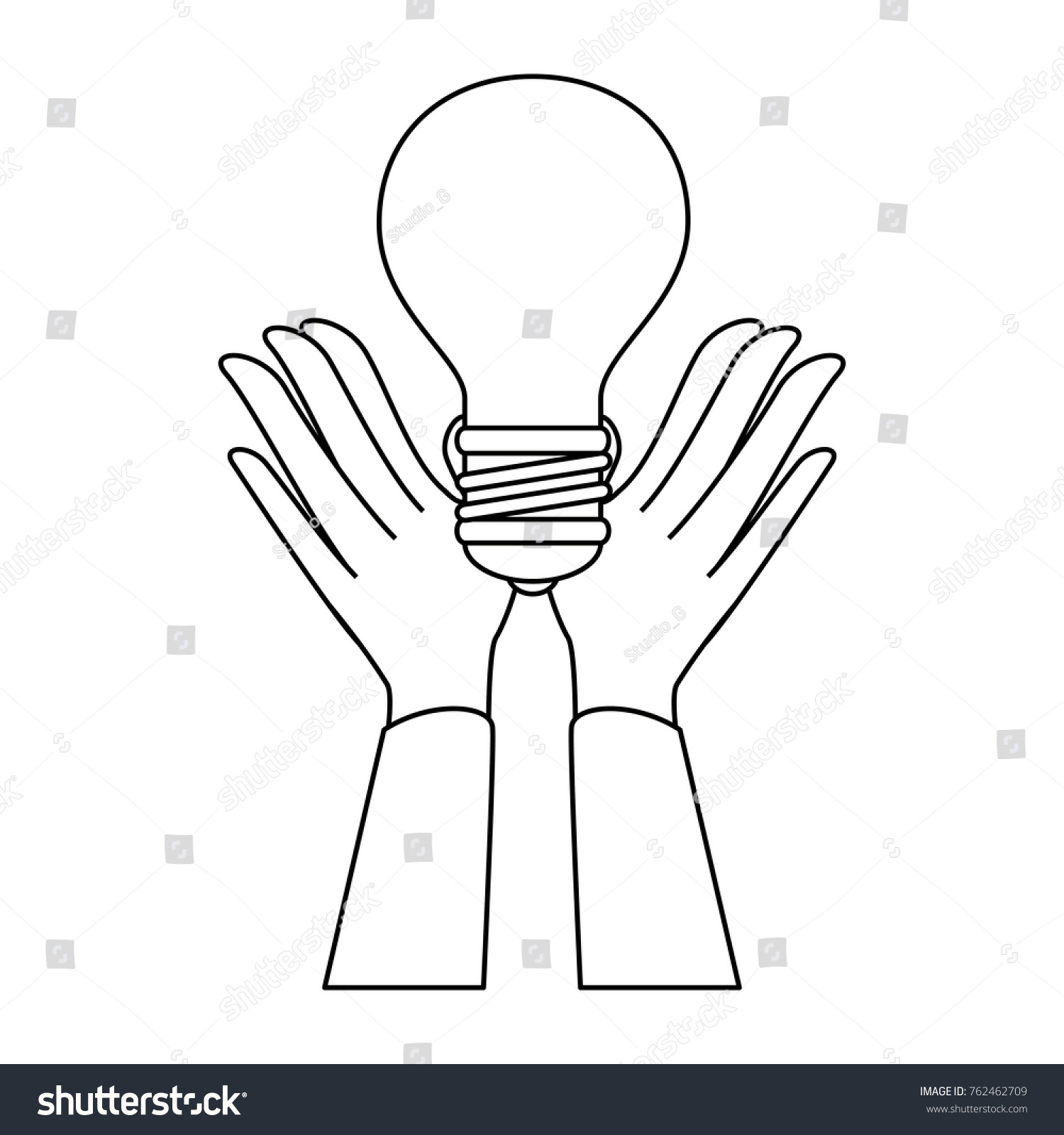Hand Human Bulb Light Stock Vector (Royalty Free) 762462709 | Shutterstock