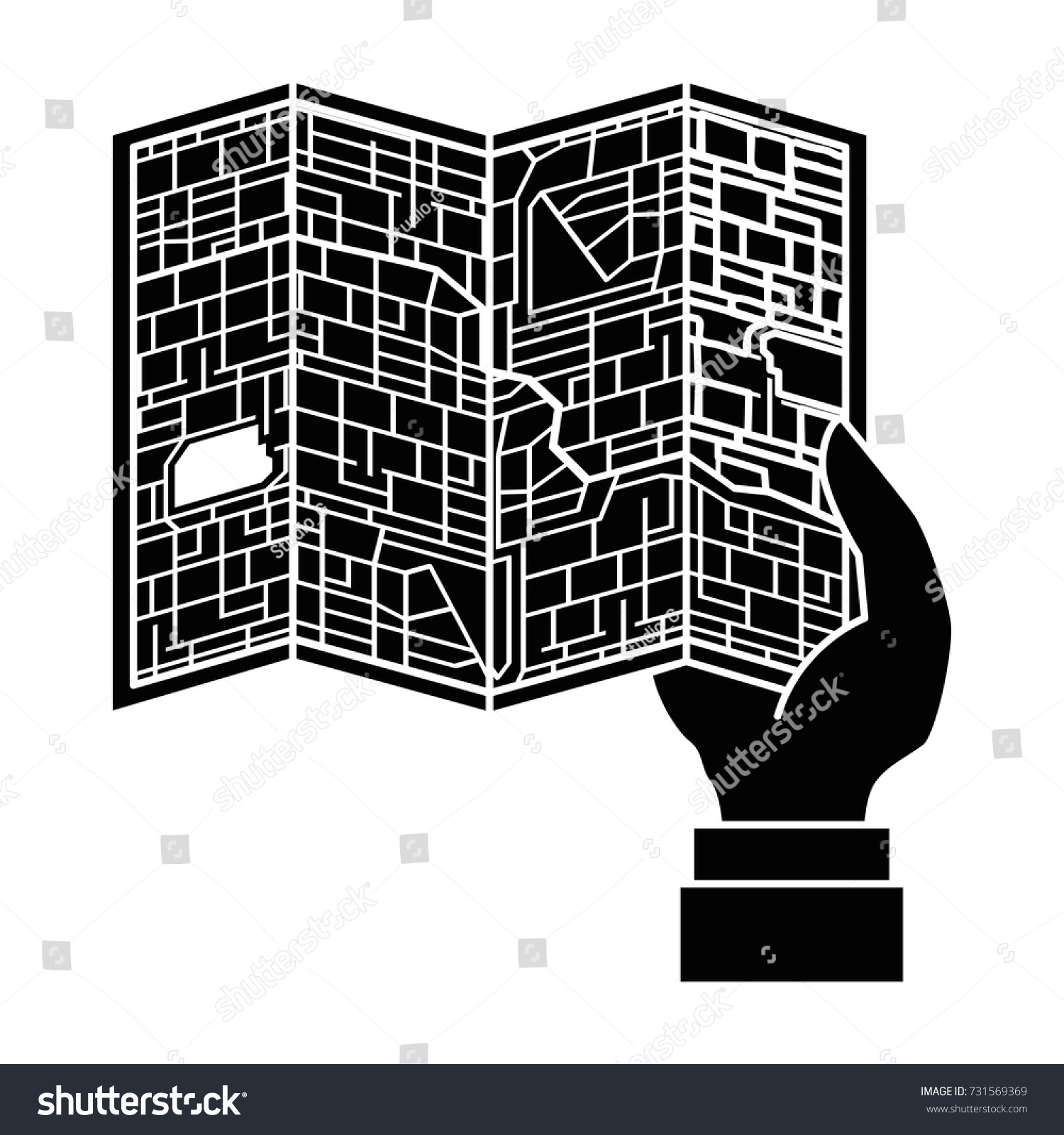 Hand Human Paper Map Isolated Icon Stock Vector (Royalty Free ...