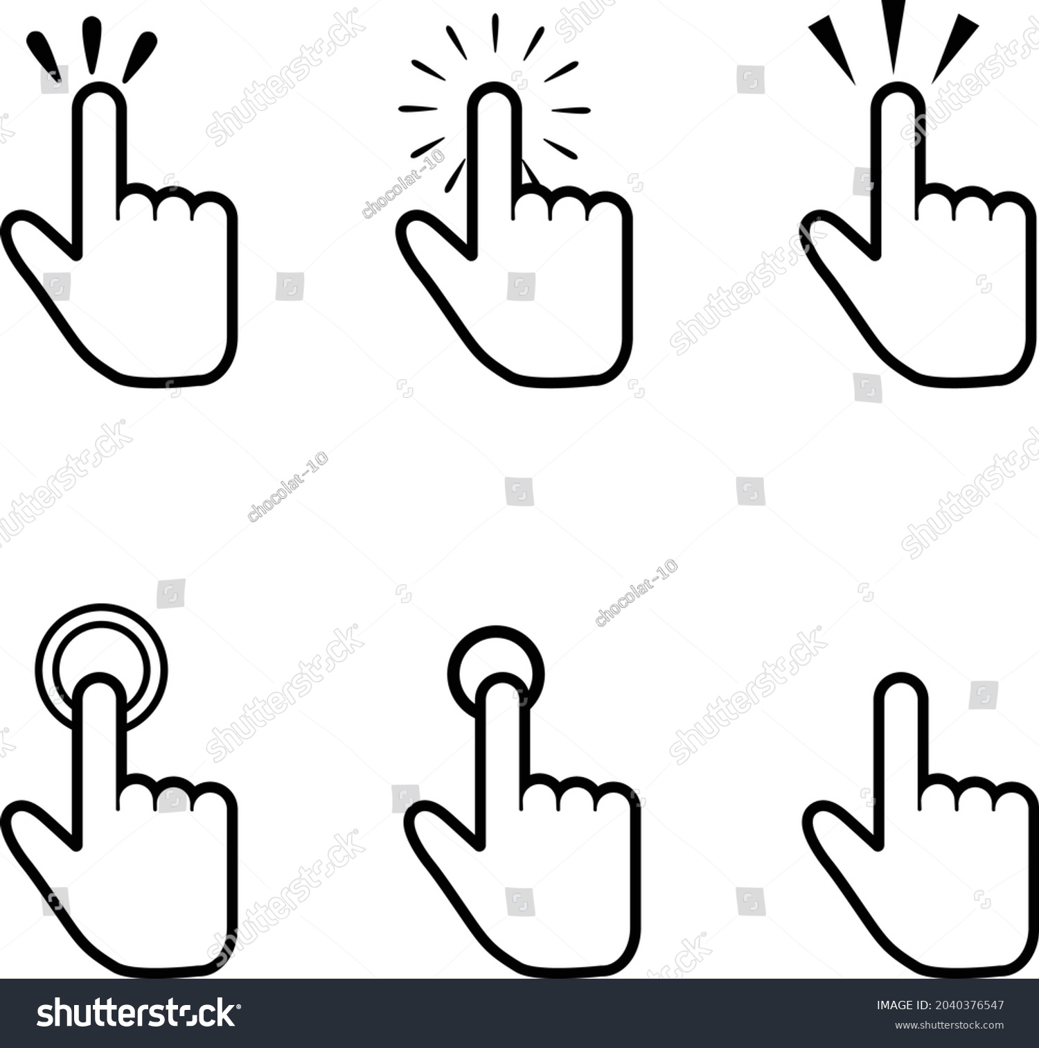 Hand Icon White Vector Illustration Stock Vector (Royalty Free) 2040376547