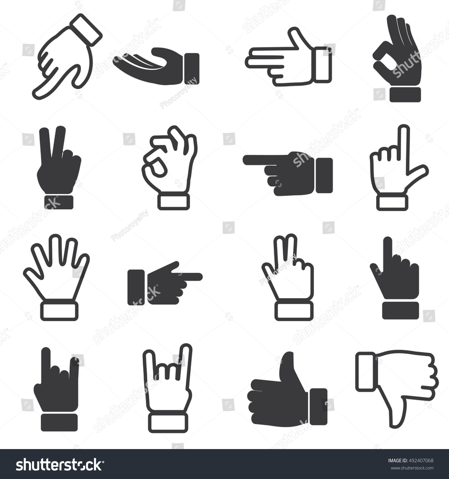 Hand Icons Different Positions Vector Set: Vector có sẵn (miễn phí bản ...