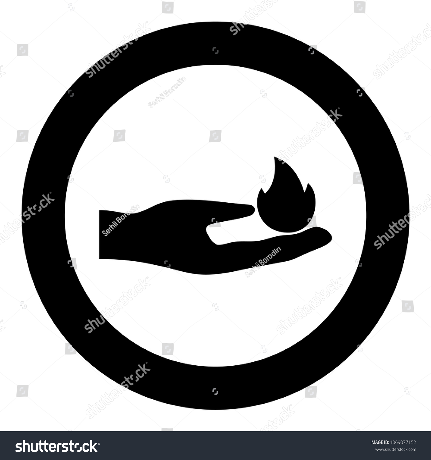 Hand Fire Icon Black Color Stock Vector (Royalty Free) 1069077152 ...