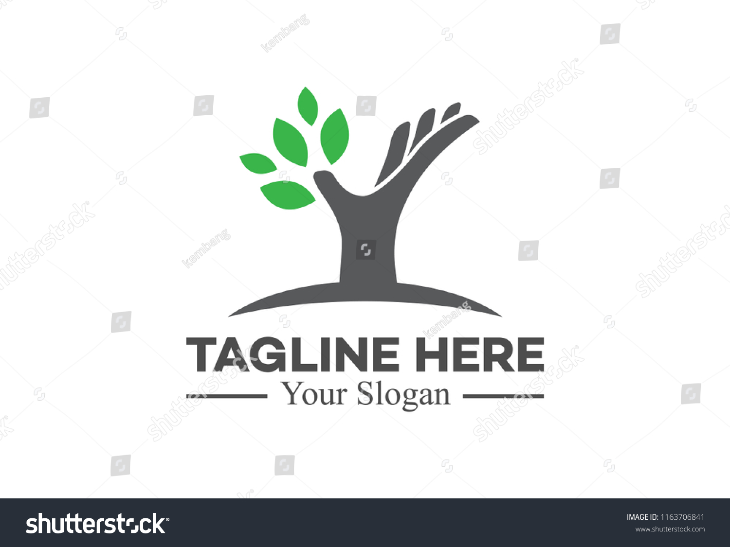 Hand Leaf Environment Protection Logo Template Stock Vector (Royalty ...