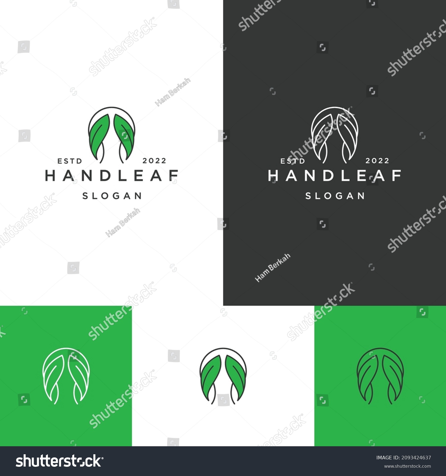 Hand Leaf Logo Icon Design Template Stock Vector (Royalty Free ...