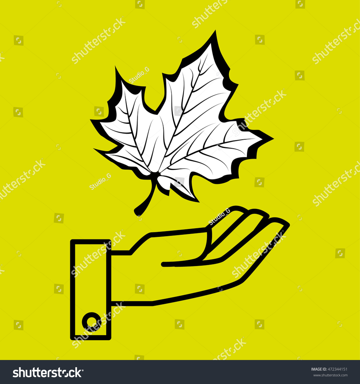 Hand Leaf Tree Nature Vector Illustration Stock Vector (Royalty Free ...