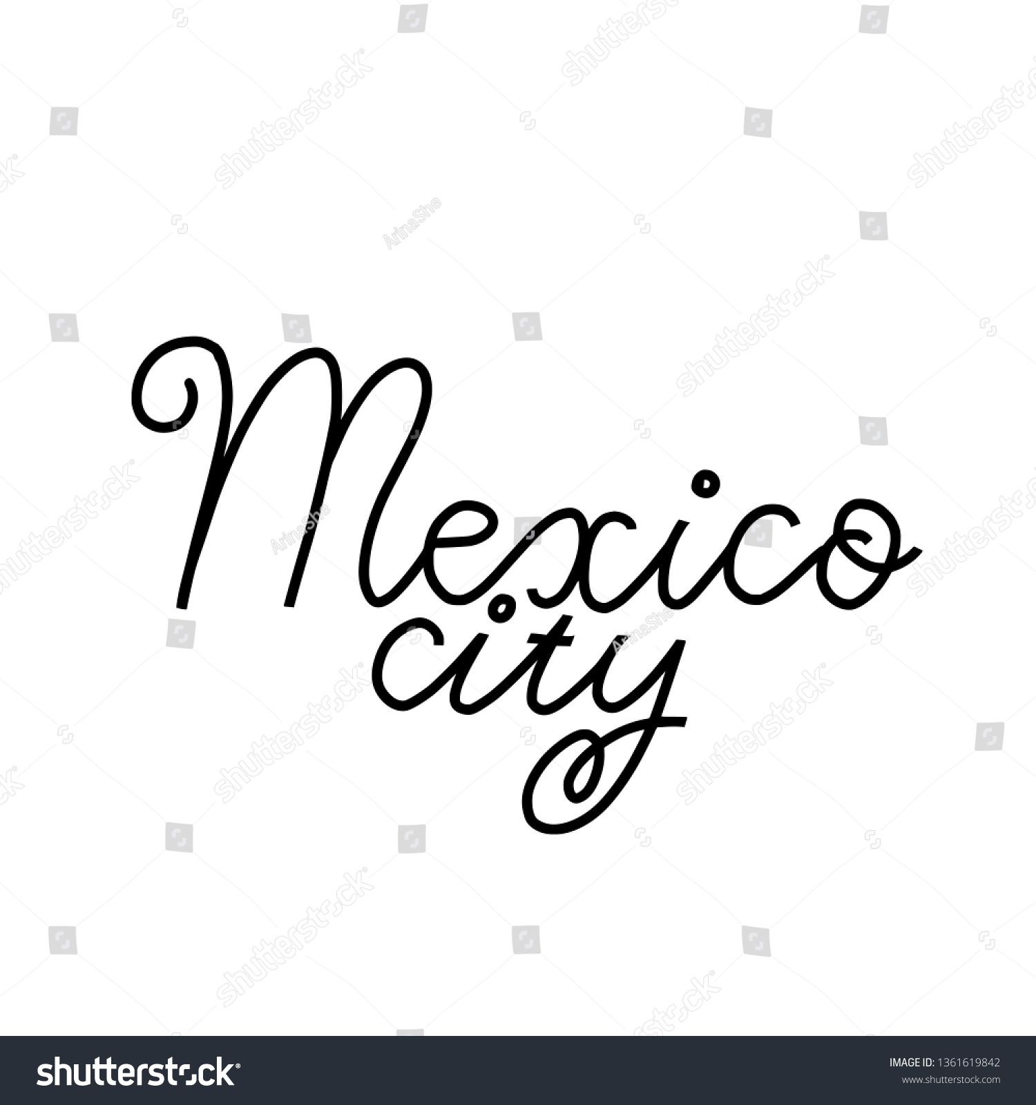 Hand Letering Mexico City Simple Script Stock Vector (Royalty Free ...