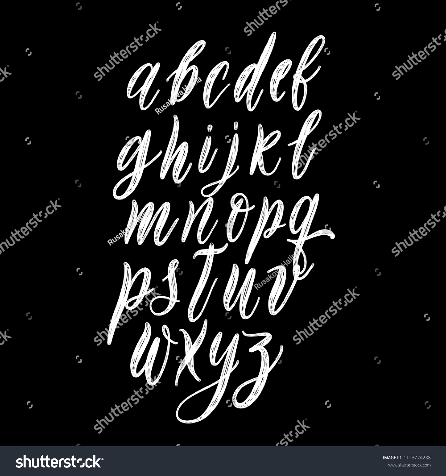Hand Lettering Alphabet Vector Stock Vector (Royalty Free) 1123774238 ...