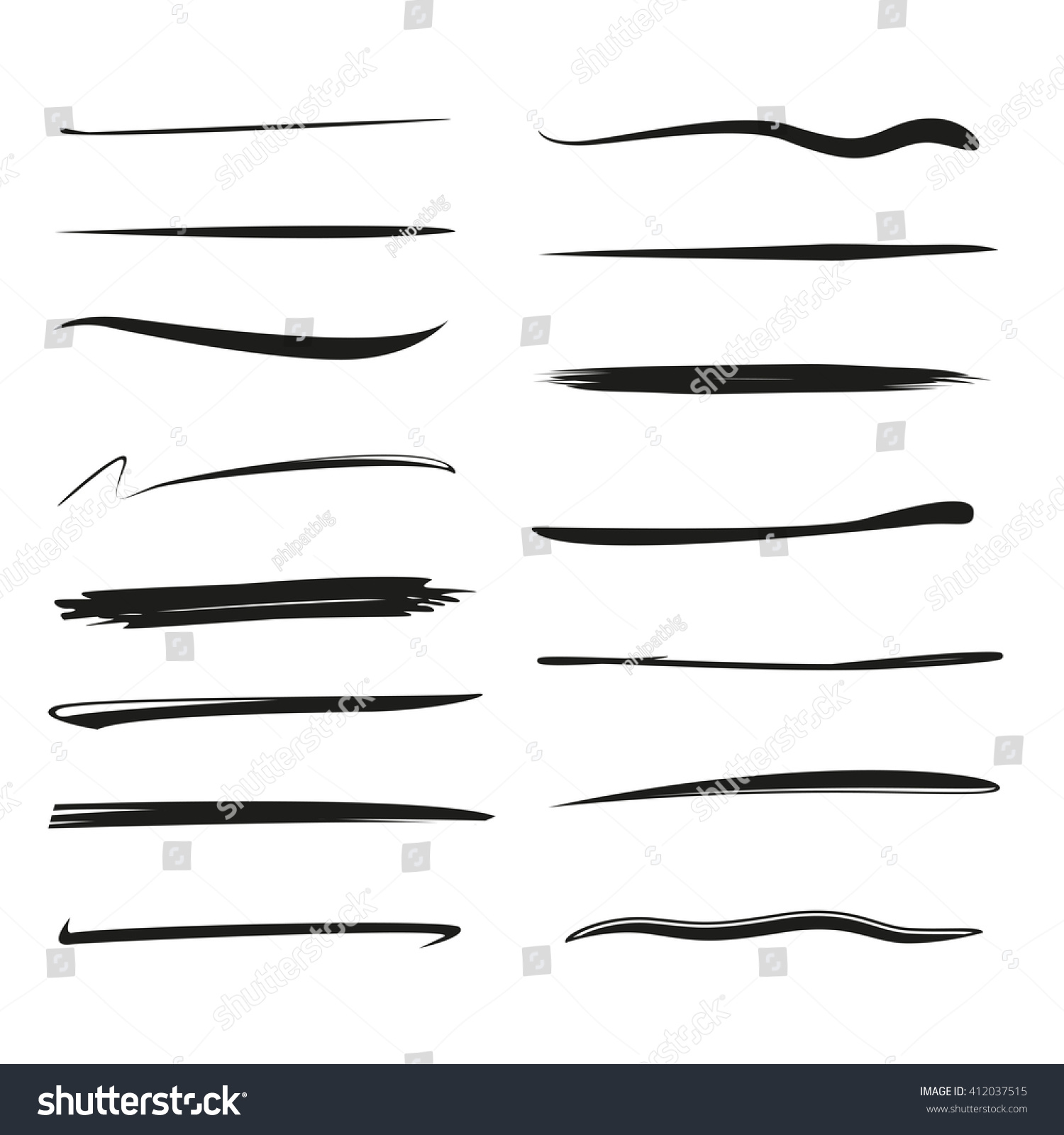Hand Lettering Underlines Lines Brush Lines Stock Vector (Royalty Free ...