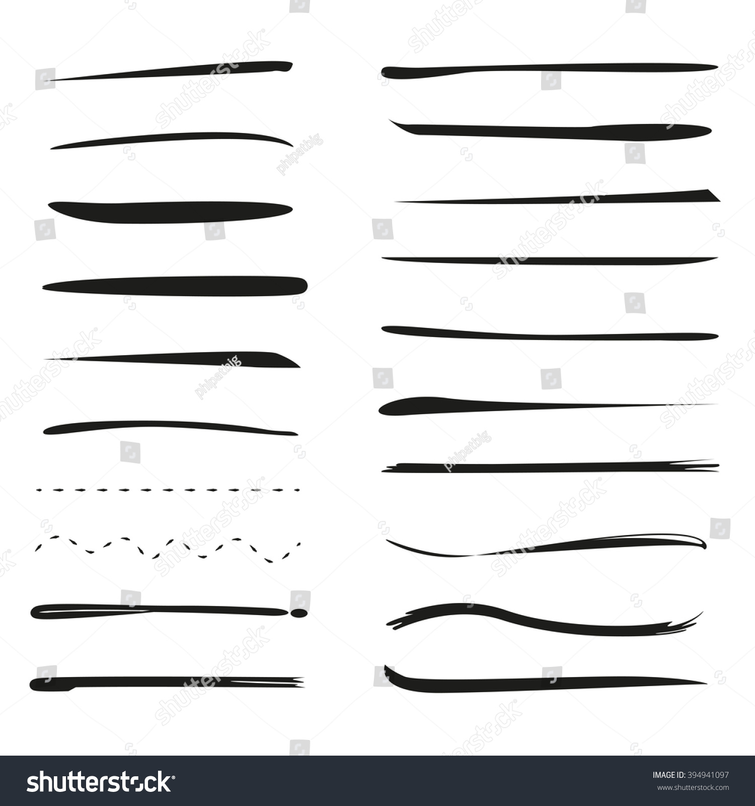 Hand Lettering Underlines Lines Vector Set Stock Vector (Royalty Free ...