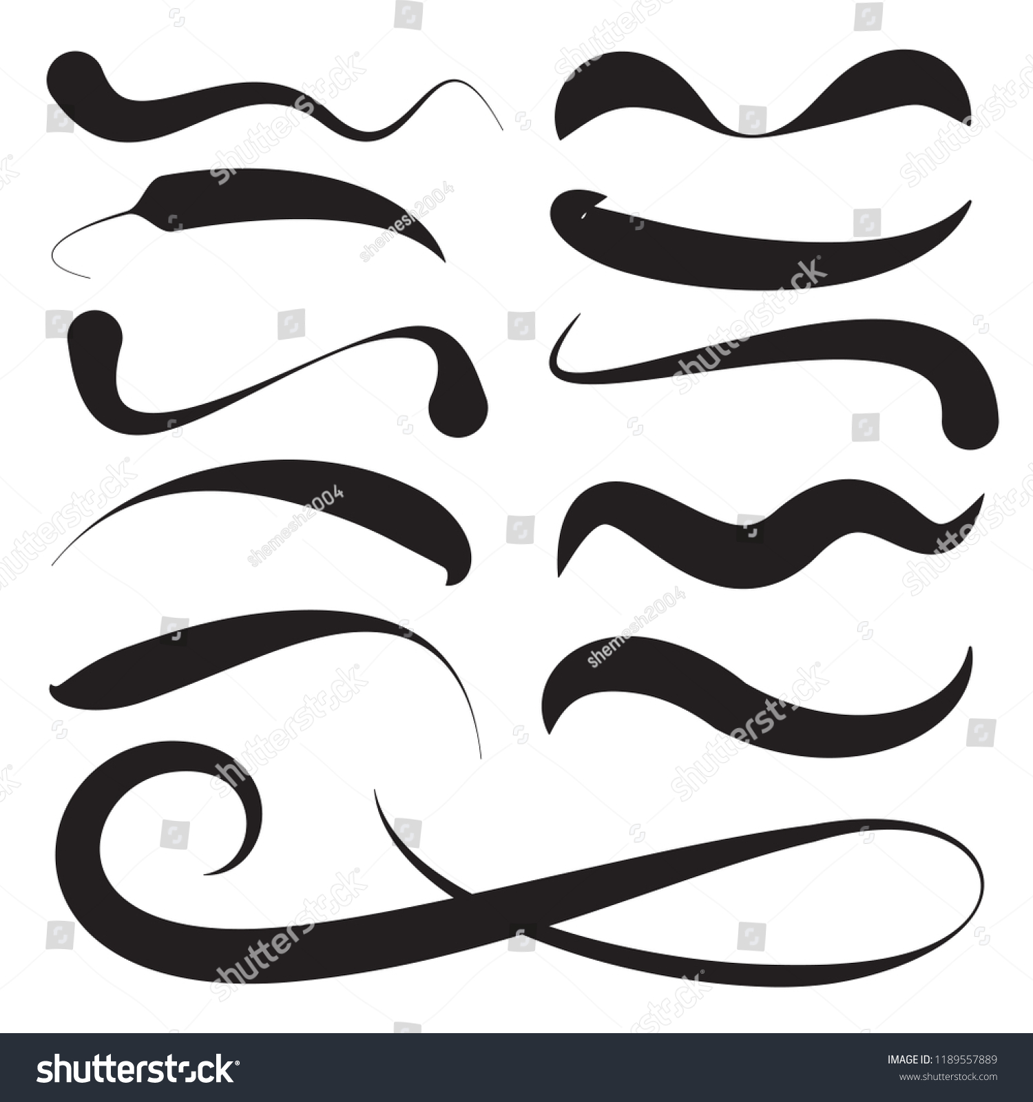 Hand Lettering Underlines Set Vector Illustration Stock Vector (Royalty ...
