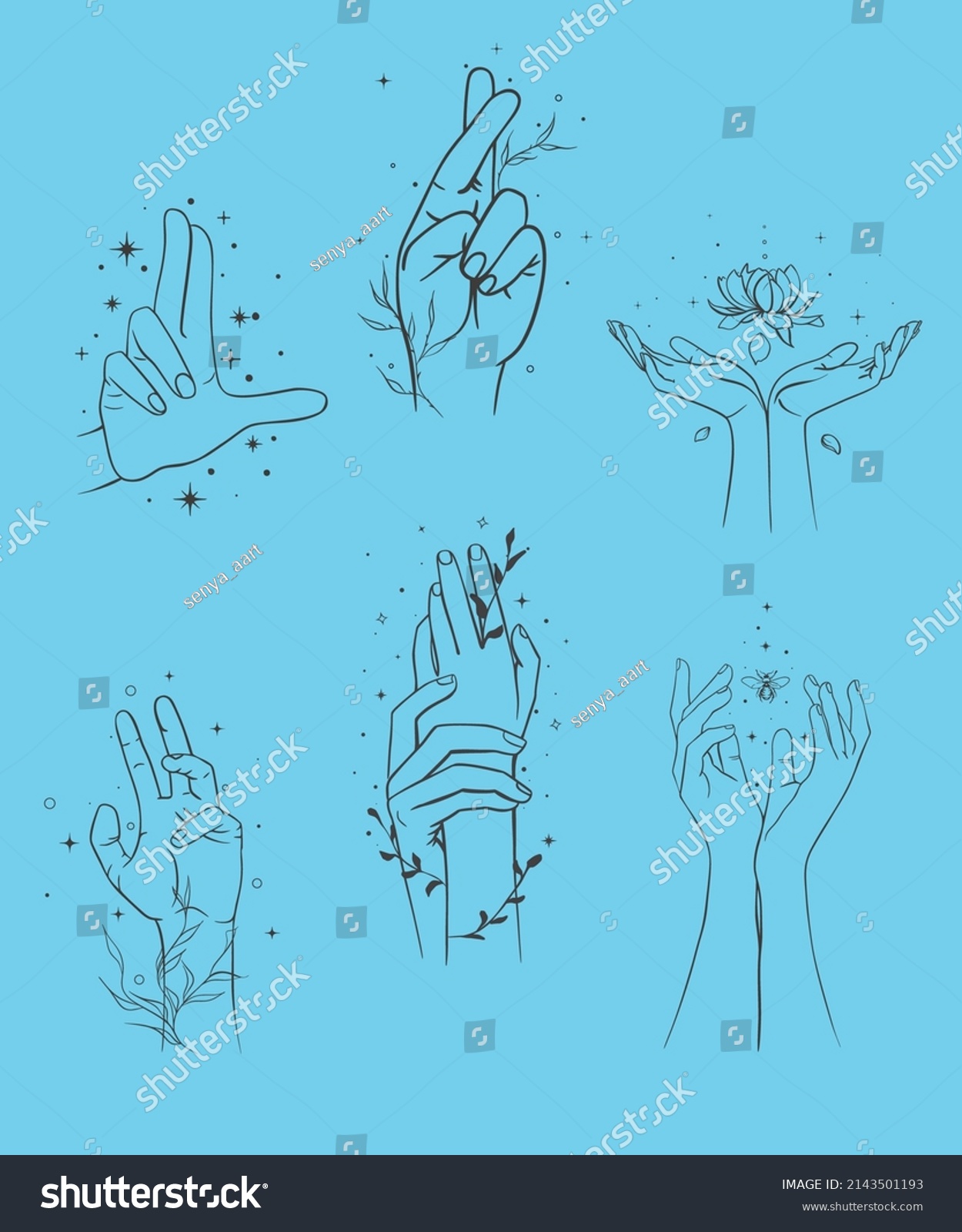 Hand Lines Marks Tattoo Stock Vector (Royalty Free) 2143501193 ...