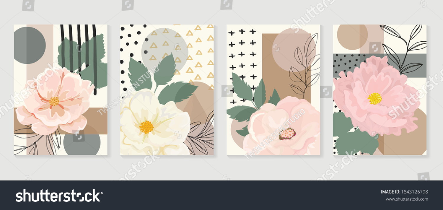 Hand Painted Illustrations Wall Arts Vector Stock Vector (Royalty Free ...