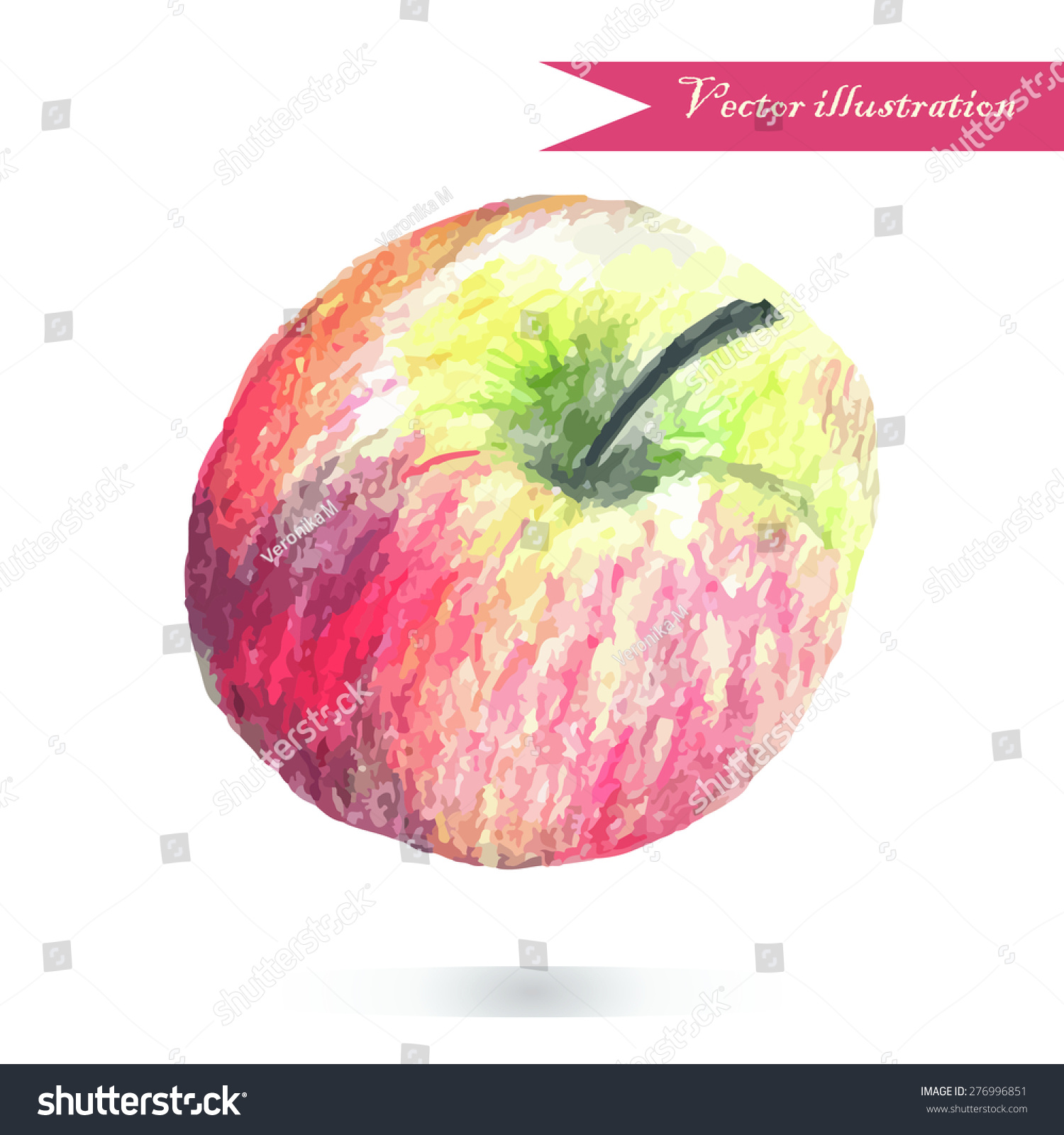 Hand Painted Red Apple Vector Illustration Stock Vector (Royalty Free ...