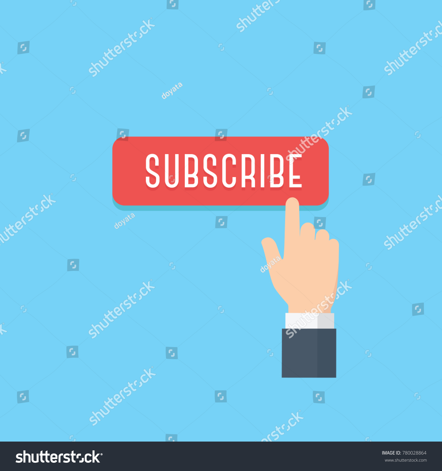 Hand Pointing Subscribe Button Content Updates Stock Vector (Royalty ...