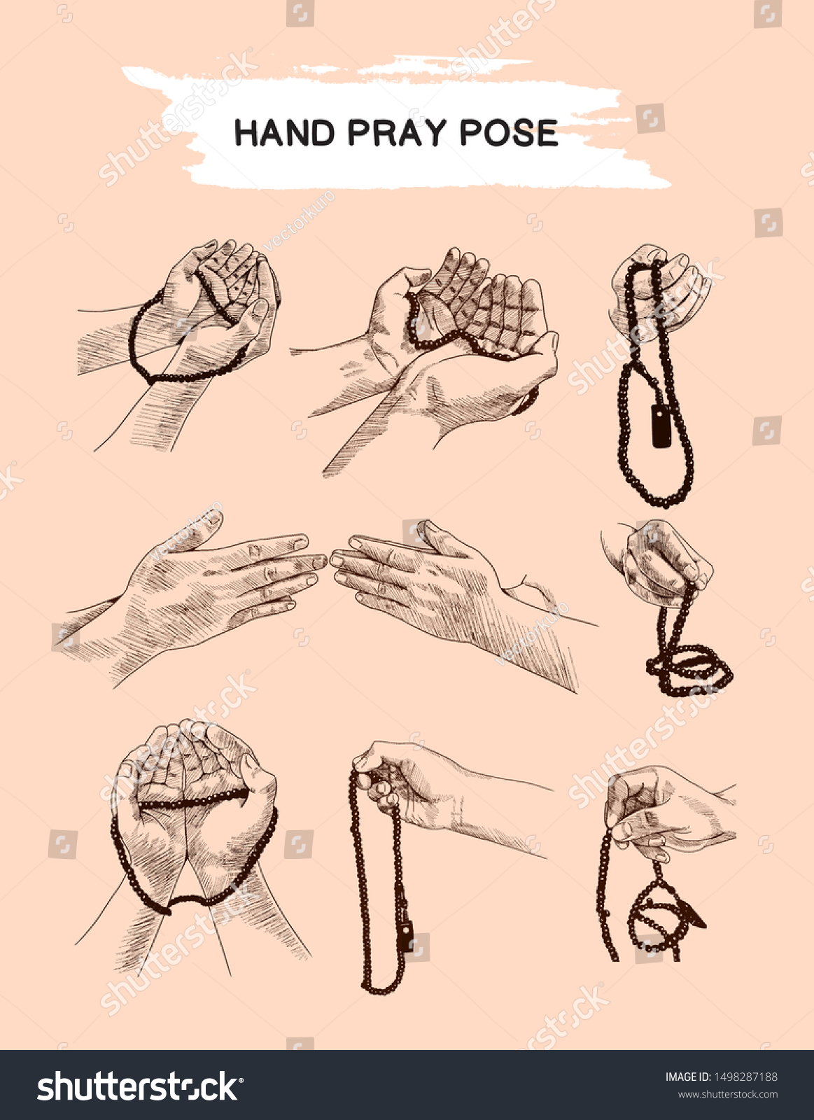 Hand Pray Pose Set Illustration Vector Stock Vector (Royalty Free ...