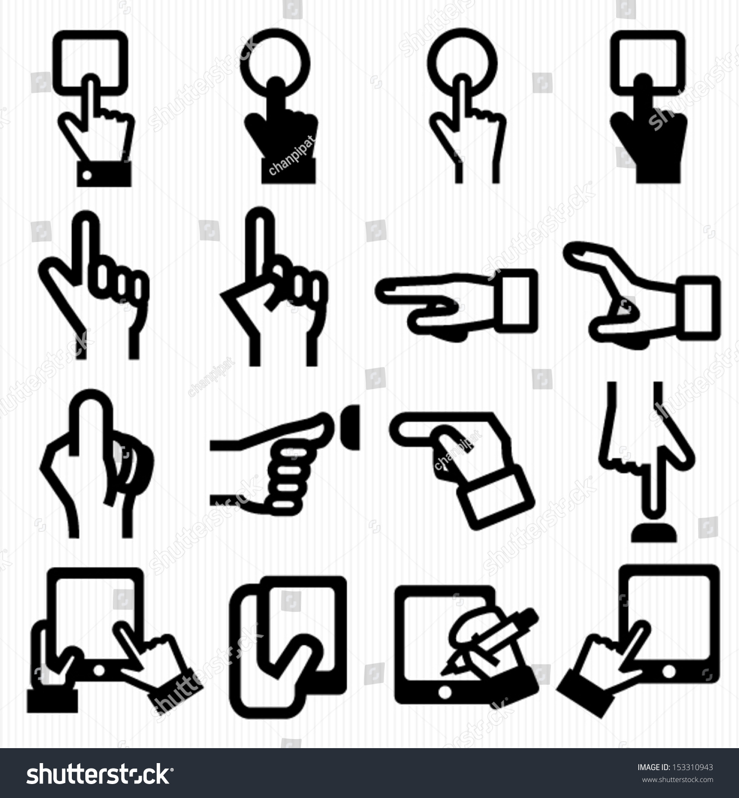 Hand Press Icons Stock Vector (Royalty Free) 153310943 | Shutterstock