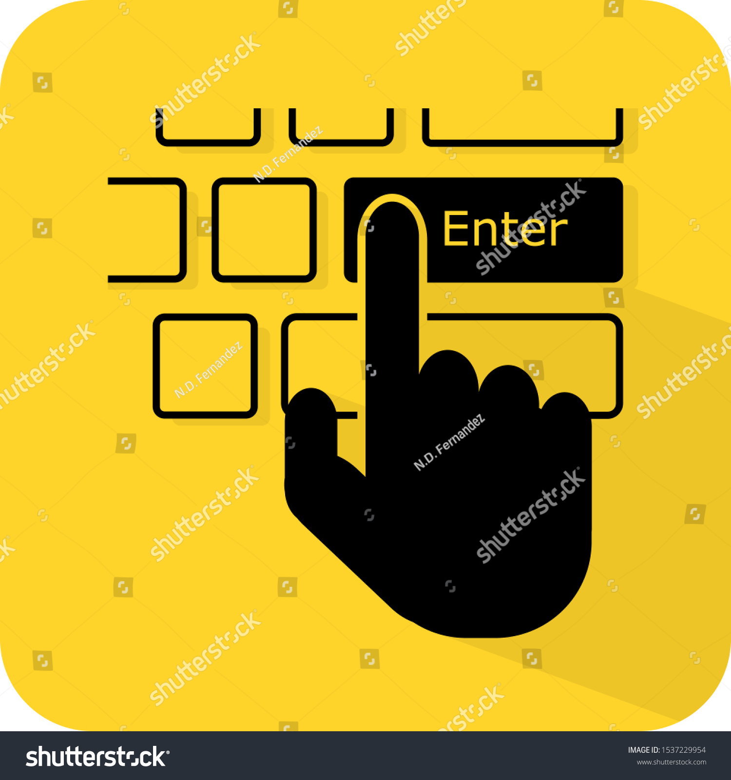 Hand Press Keyboard Enter Button Human Stock Vector (Royalty Free ...