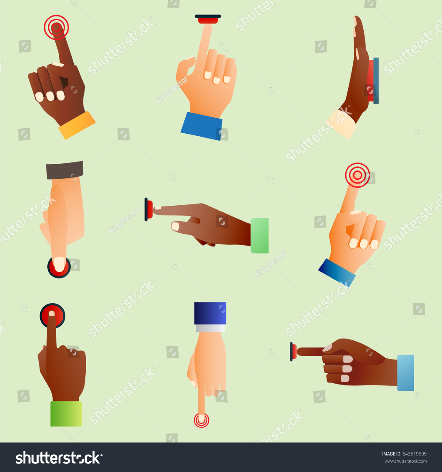 Hand Press Red Button Finger Press Stock Vector (Royalty Free) 643519609