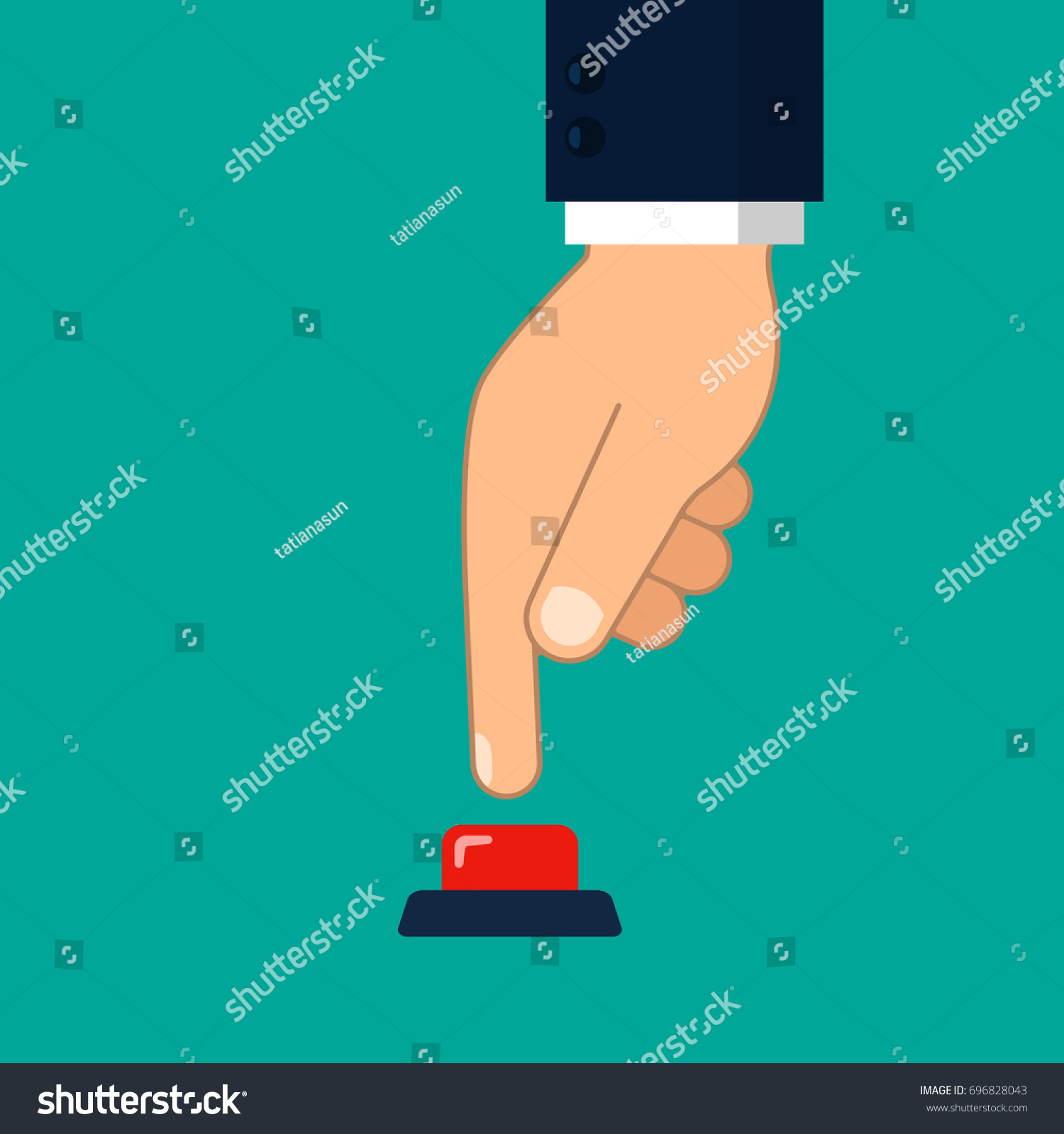 Hand Press Red Button Illustration Flat Stock Vector (Royalty Free ...