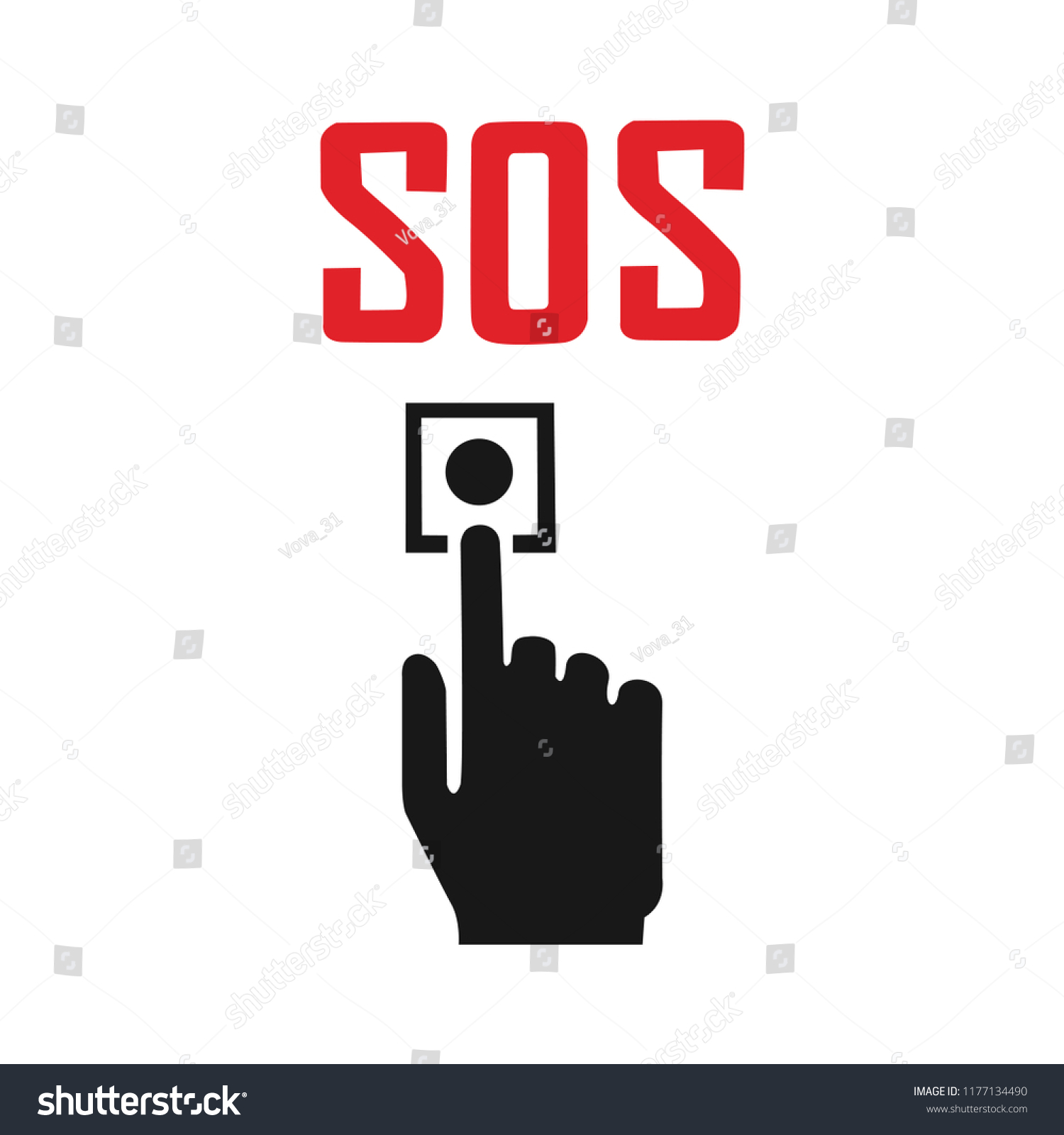 Hand Press Sos Button Icon Vector Stock Vector (Royalty Free ...