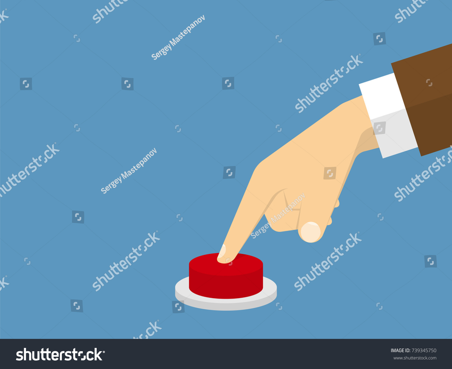 Hand Pressing Button Flat Design Style Stock Vector (Royalty Free ...