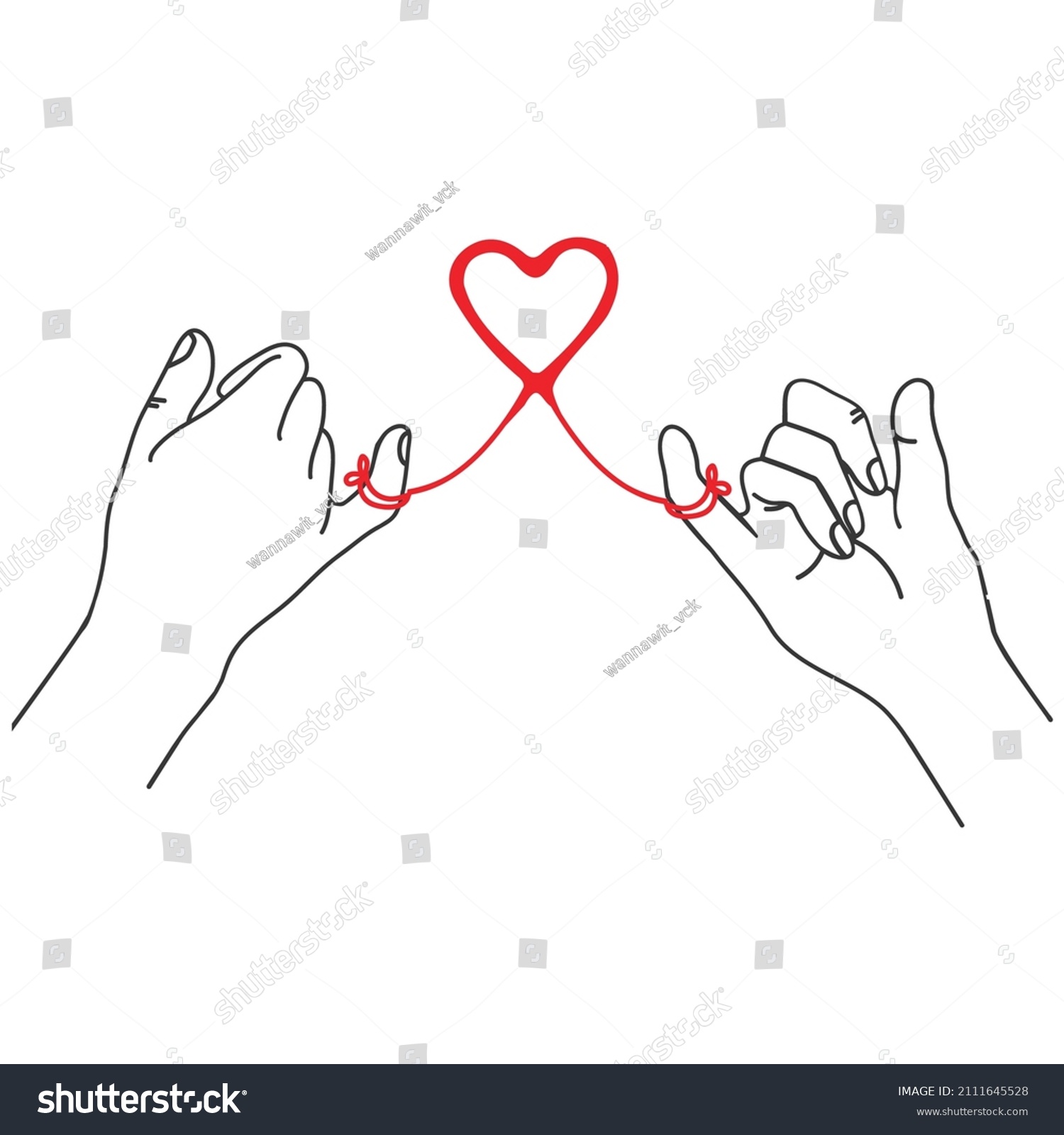 Hand Promise Red Thread Vector Sign Stock Vector (Royalty Free ...