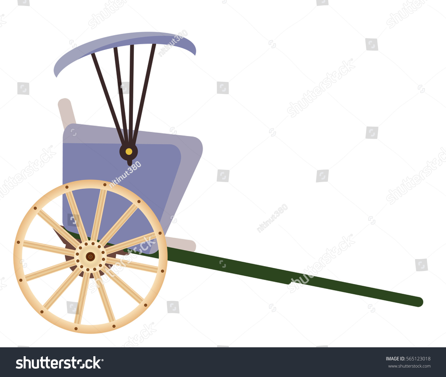 Hand Pulled Rickshaw Isolated On White: vector de stock (libre de ...