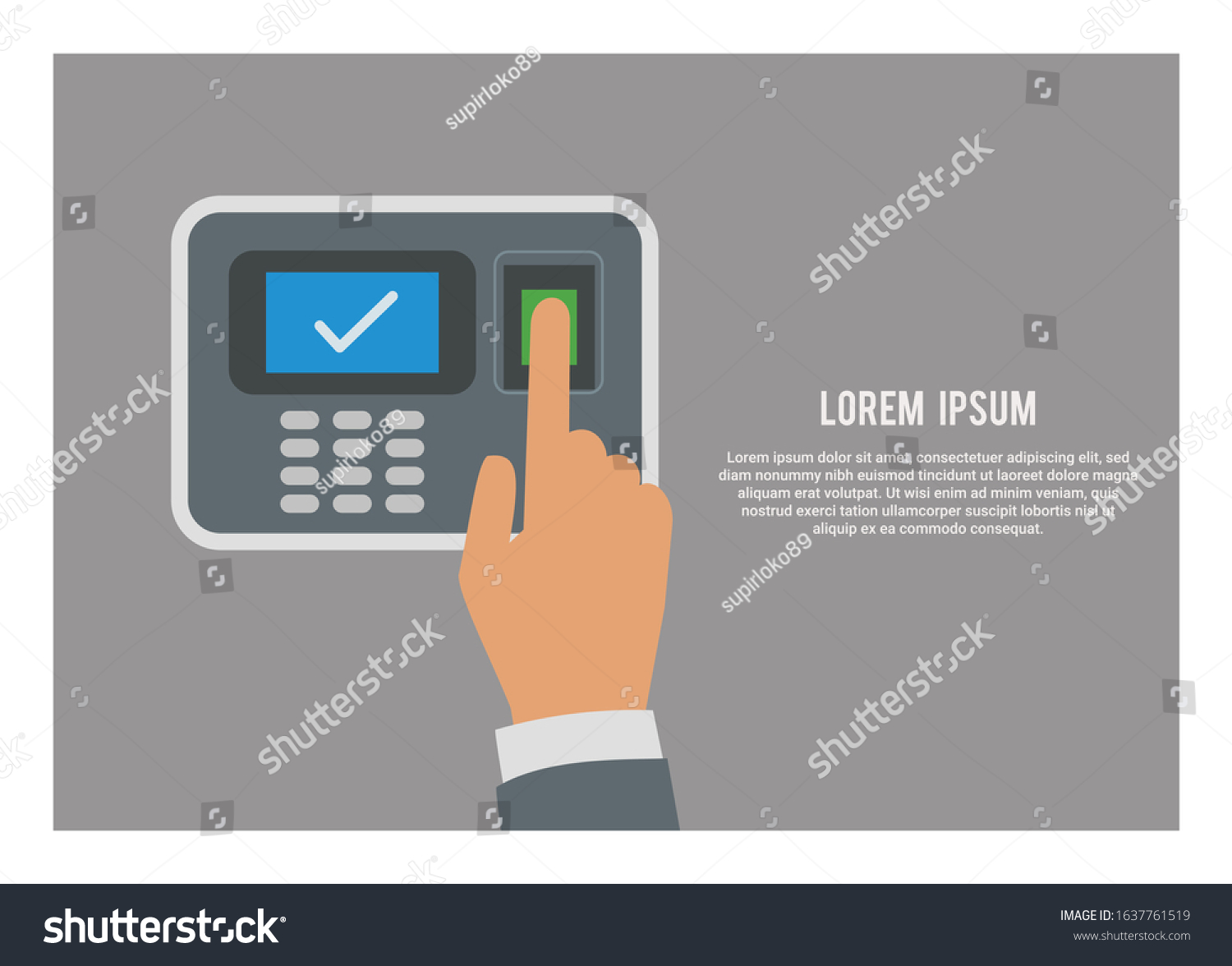 Hand Pushing Attendance Machine Button Simple Stock Vector (Royalty ...