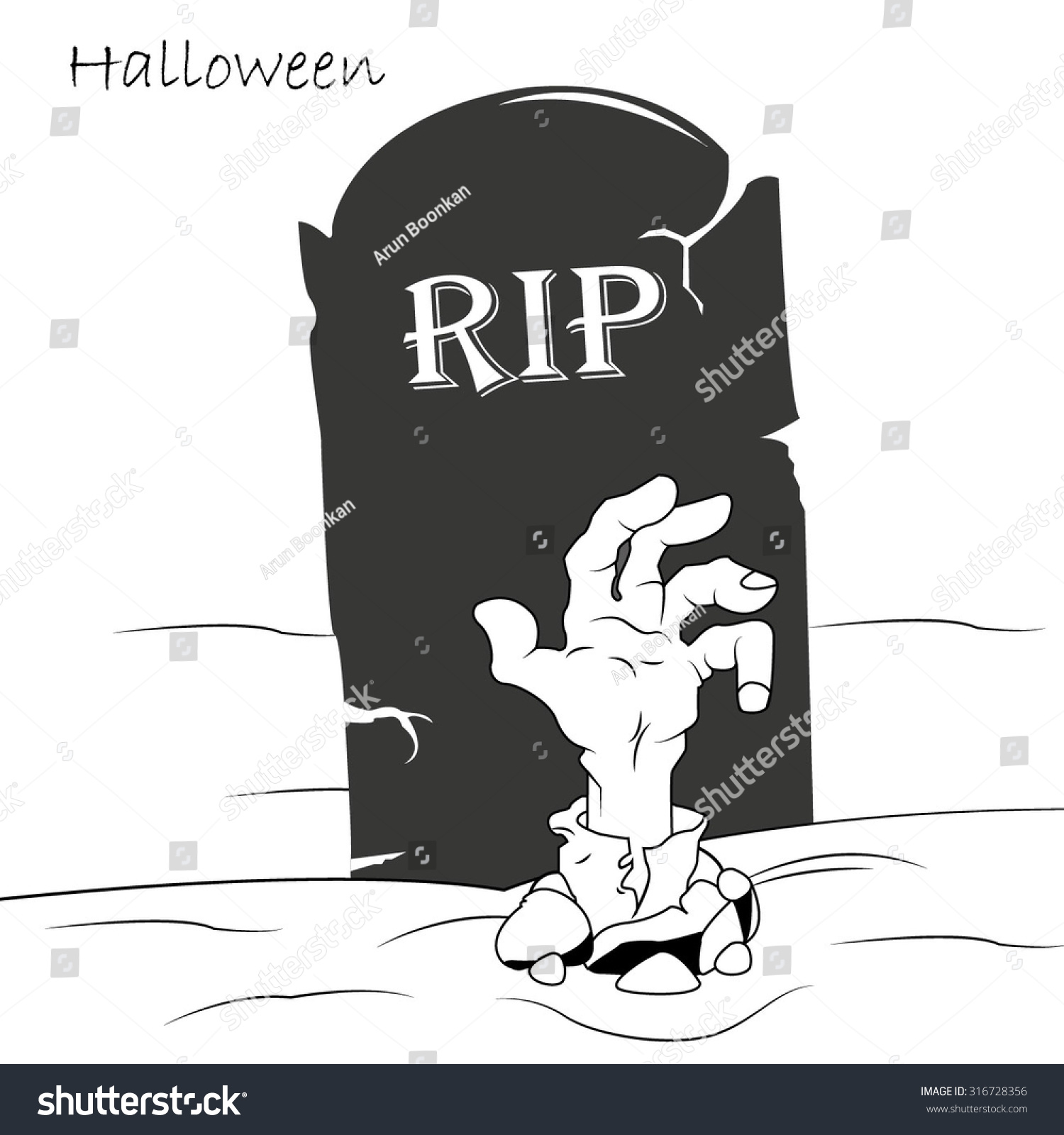 Hand Reaching Grave Simple Drawing Icon Stock Vector (Royalty Free ...