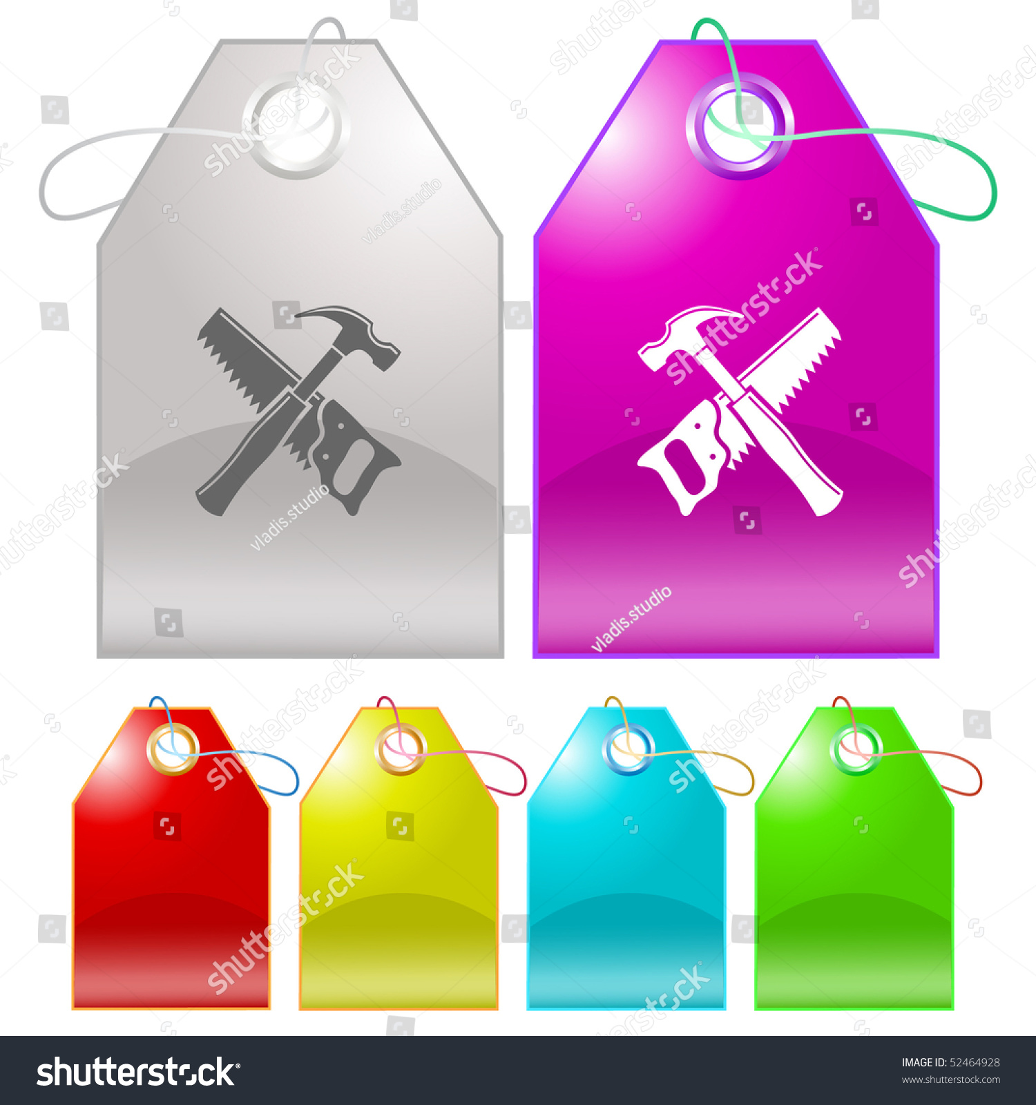 Hand Saw Hammer Vector Tags Stock Vector (Royalty Free) 52464928 ...
