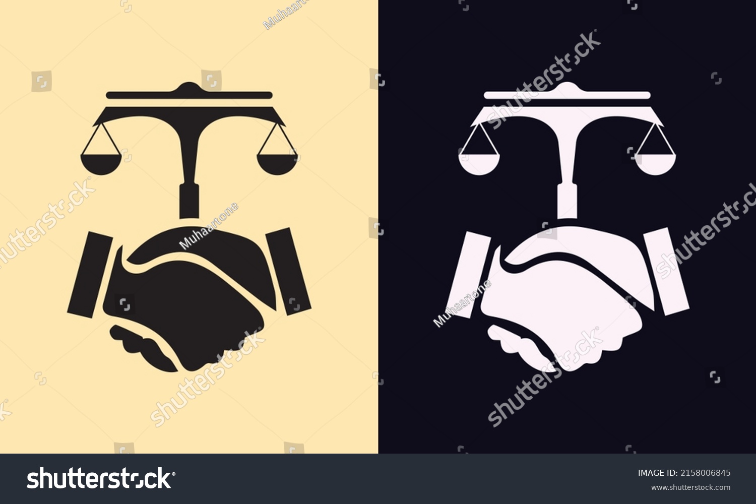Hand Shake Combination Scale Vector Logo Stock Vector (Royalty Free ...