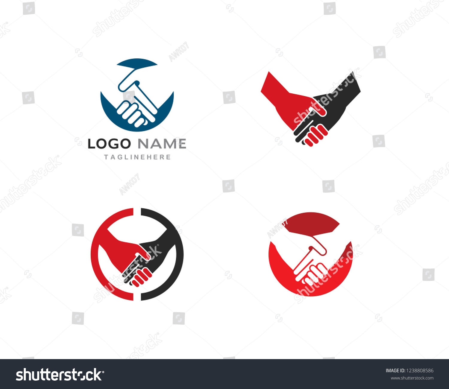 Hand Shake Logo Template Stock Vector (Royalty Free) 1238808586