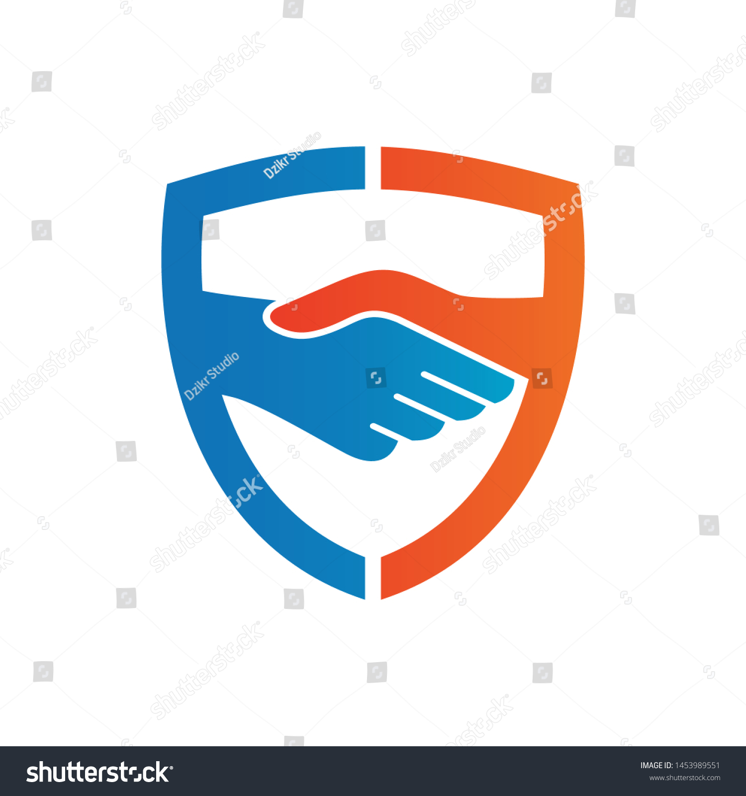 Hand Shake Shield Logo Design Stock Vector (Royalty Free) 1453989551