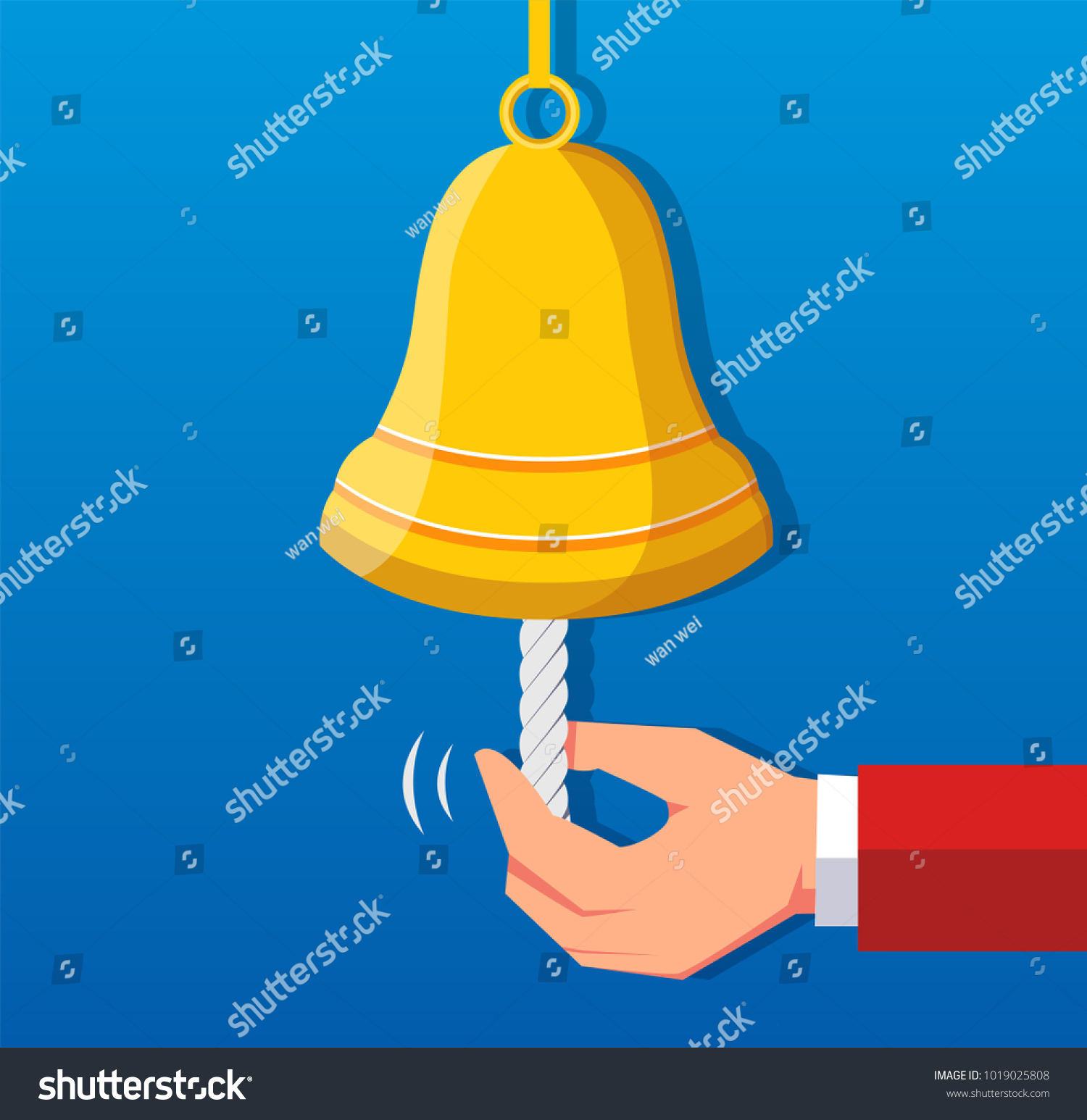 Hand Shaking Bell Stock Vector (Royalty Free) 1019025808