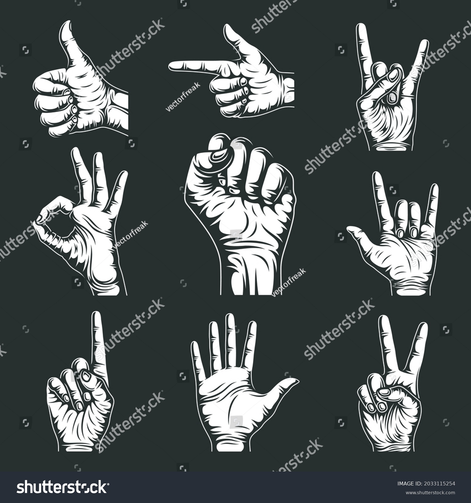 Hand Signs Gestures Collection Vector Graphic Stock Vector (Royalty ... Hand Signs Gestures Collection Vector Graphic Stock Vector (Royalty ...