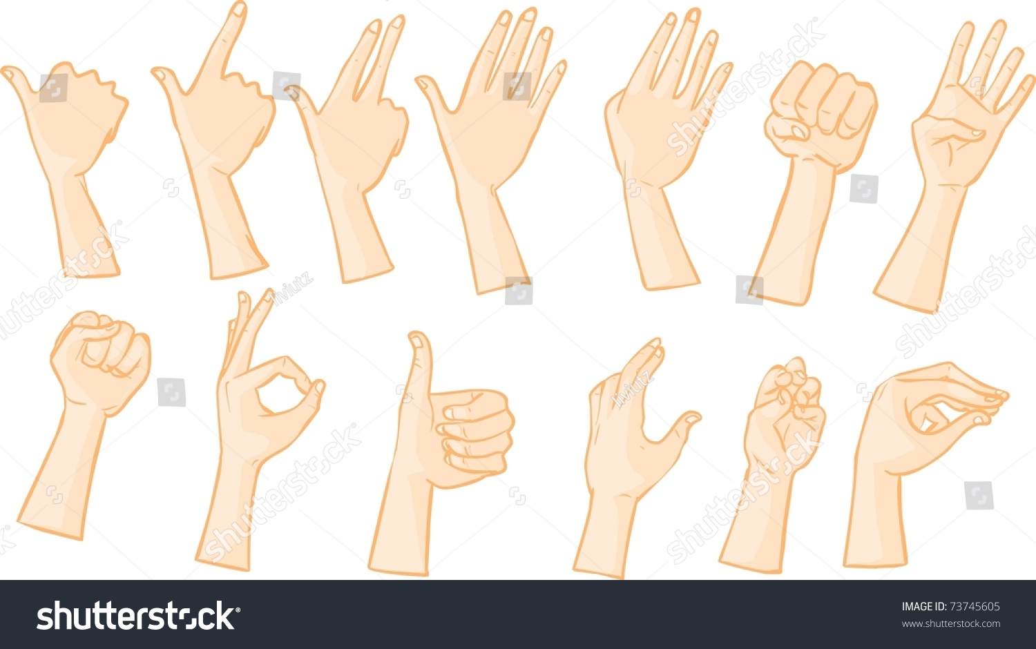 Hand Signs Postures: เวกเตอร์สต็อก (ปลอดค่าลิขสิทธิ์) 73745605 ...