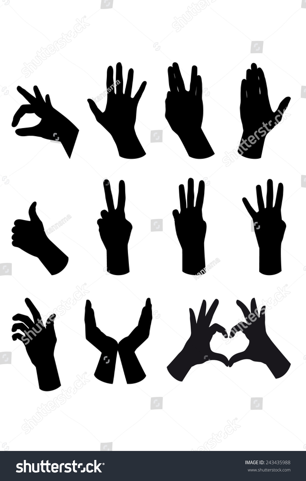 Hand Silhouettes Illustration Stock Vector (Royalty Free) 243435988