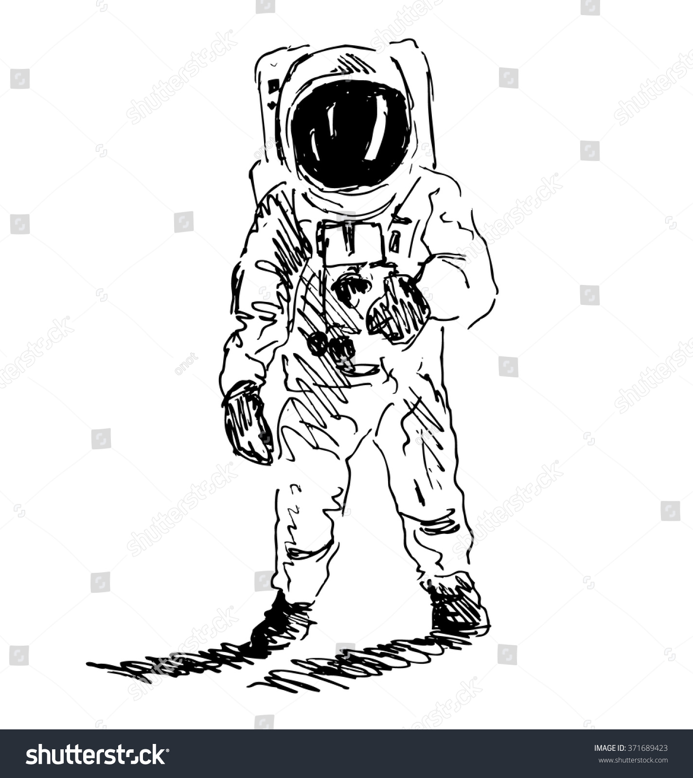 Hand Sketch Spaceman Stock Vector Illustration 371689423 : Shutterstock