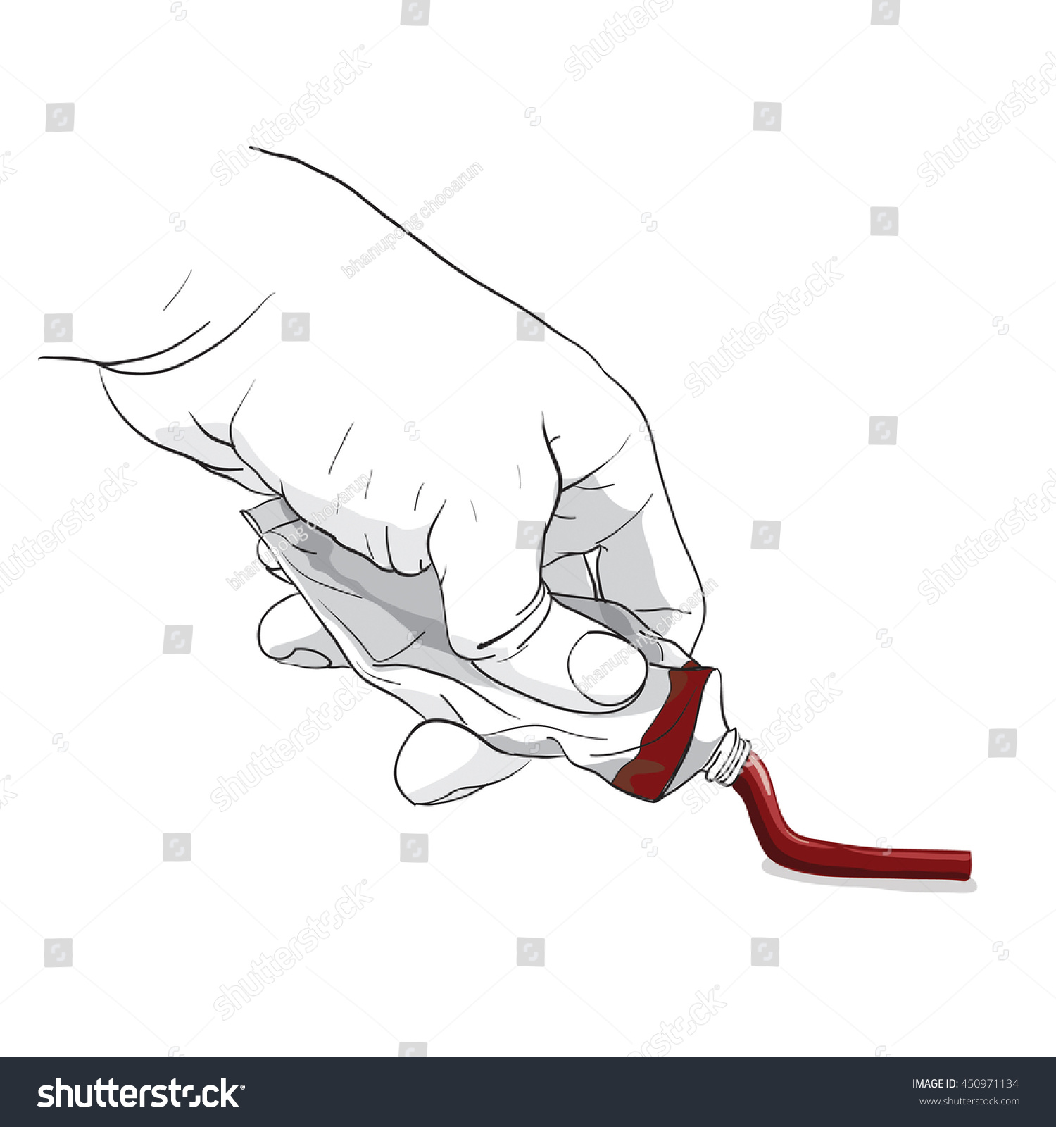 Hand Squeezing Red Tubeangryvector Stock Vector 450971134 - Shutterstock
