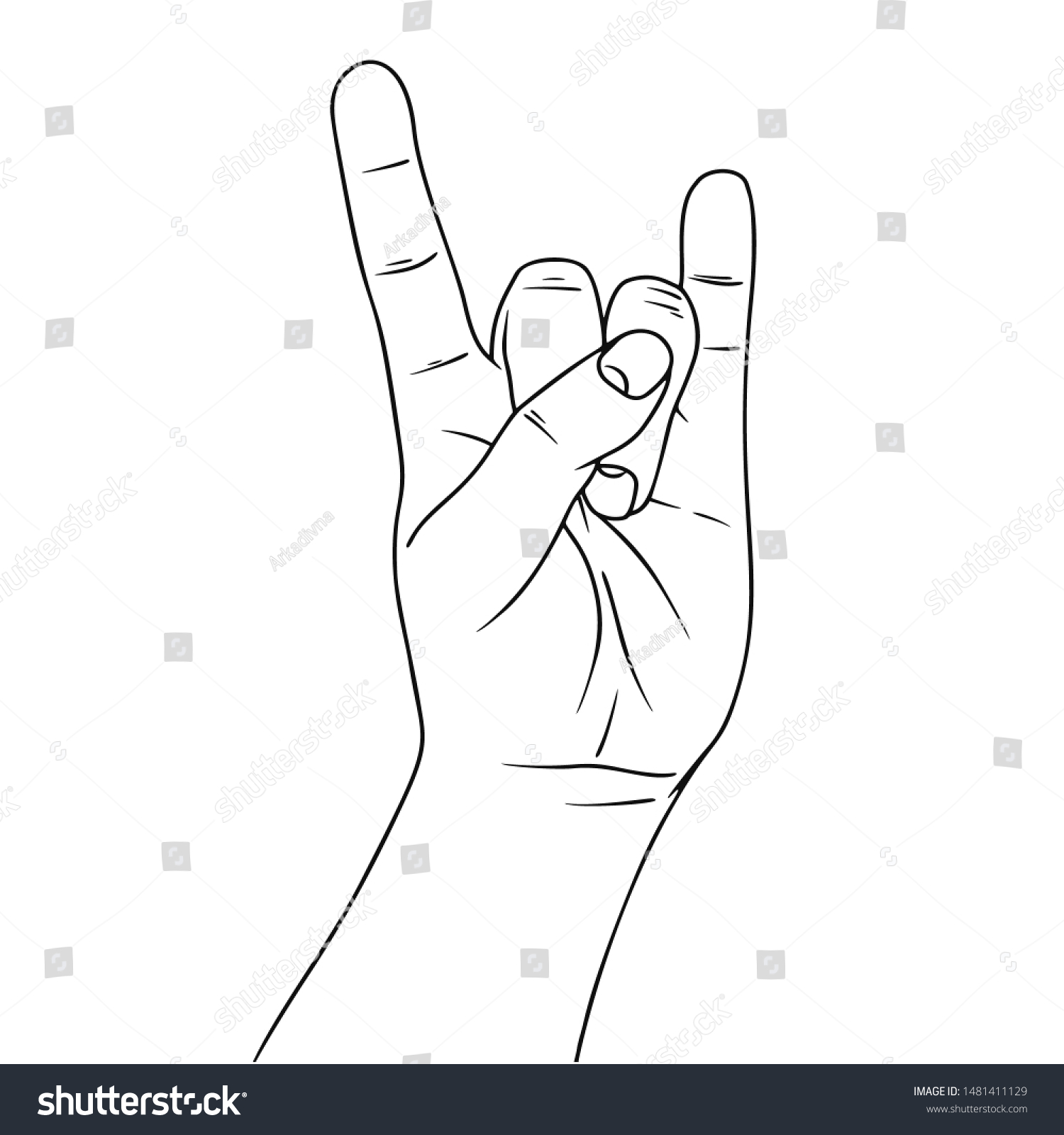 Hand Symbolizing Gesture Rock N Roll Stock Vector Royalty Free