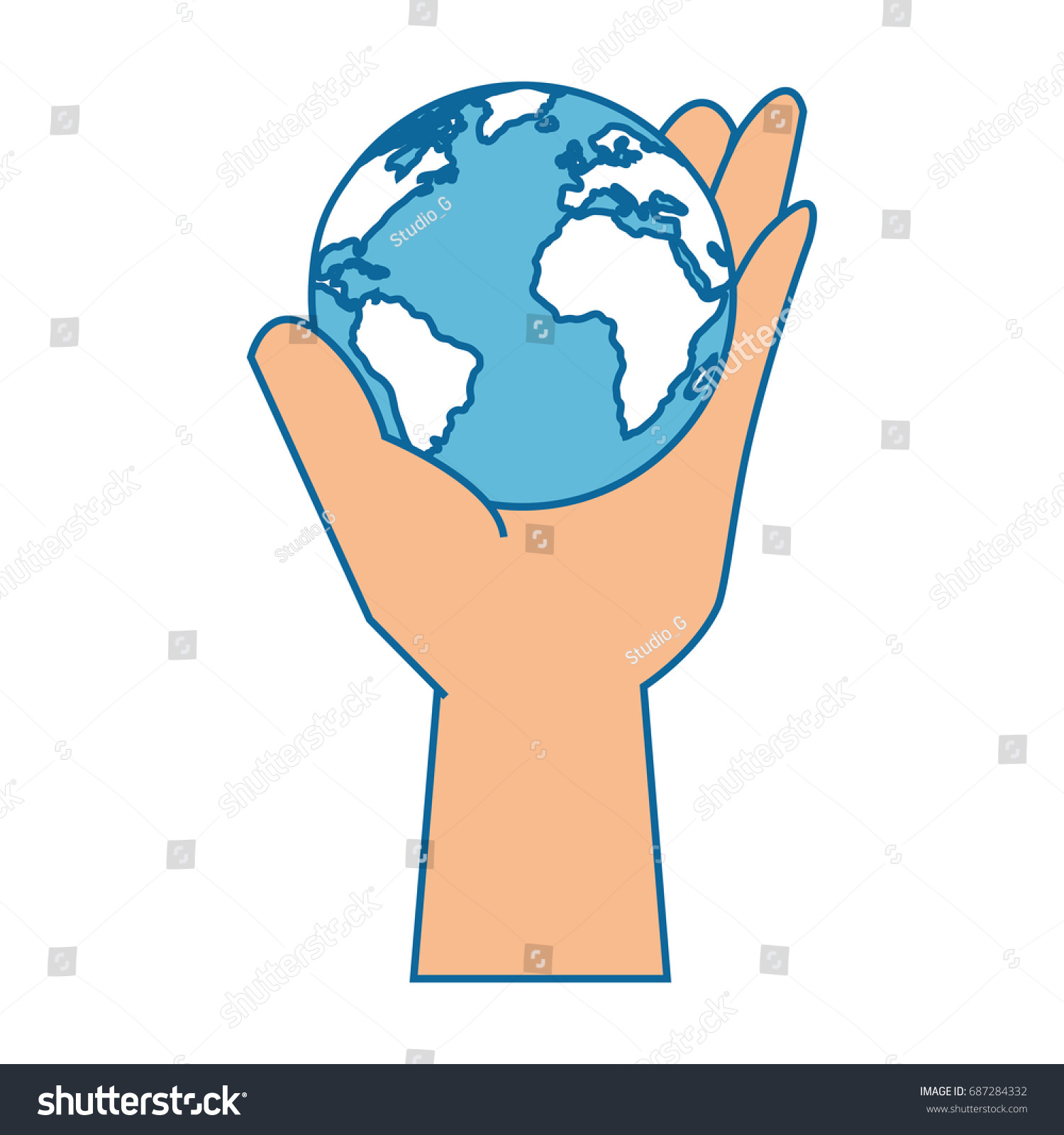 Hand Taking Earth Planet Stock Vector (Royalty Free) 687284332 ...