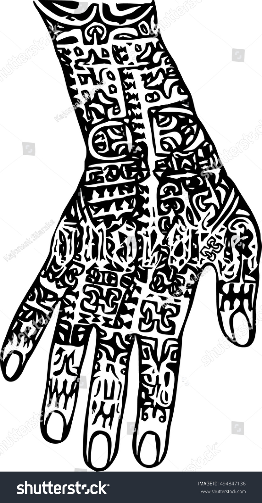 Hand Tattoo Stock Vector (Royalty Free) 494847136 | Shutterstock