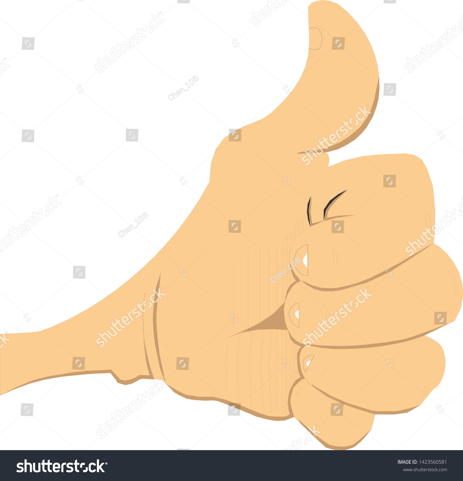 Hand Thumb Icon Flat Vector Illustration Stock Vector (Royalty Free ...