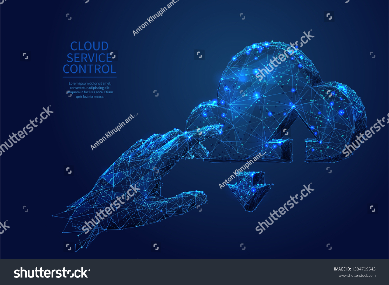 Hand Touch Cloud Storage Low Poly Stock Vector (Royalty Free) 1384709543